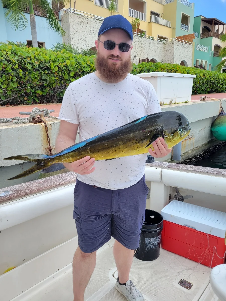 Caught my first Mahi Mahi in the Caribbean Sea on my honeymoon. 11 minute fight. We gifted our ...