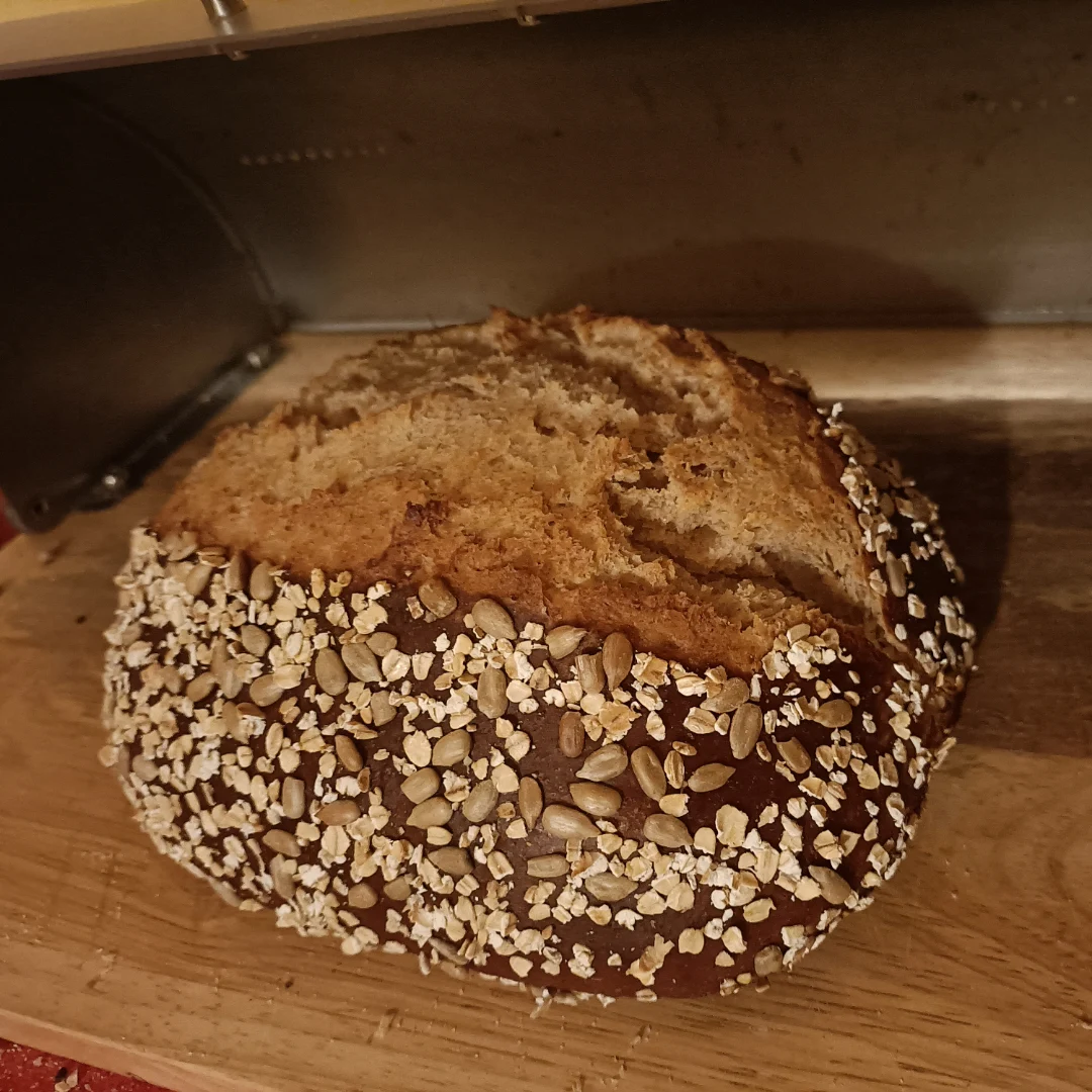 I made this spelt-rye bread finished with lye sunflower seed and oats | Scrolller
