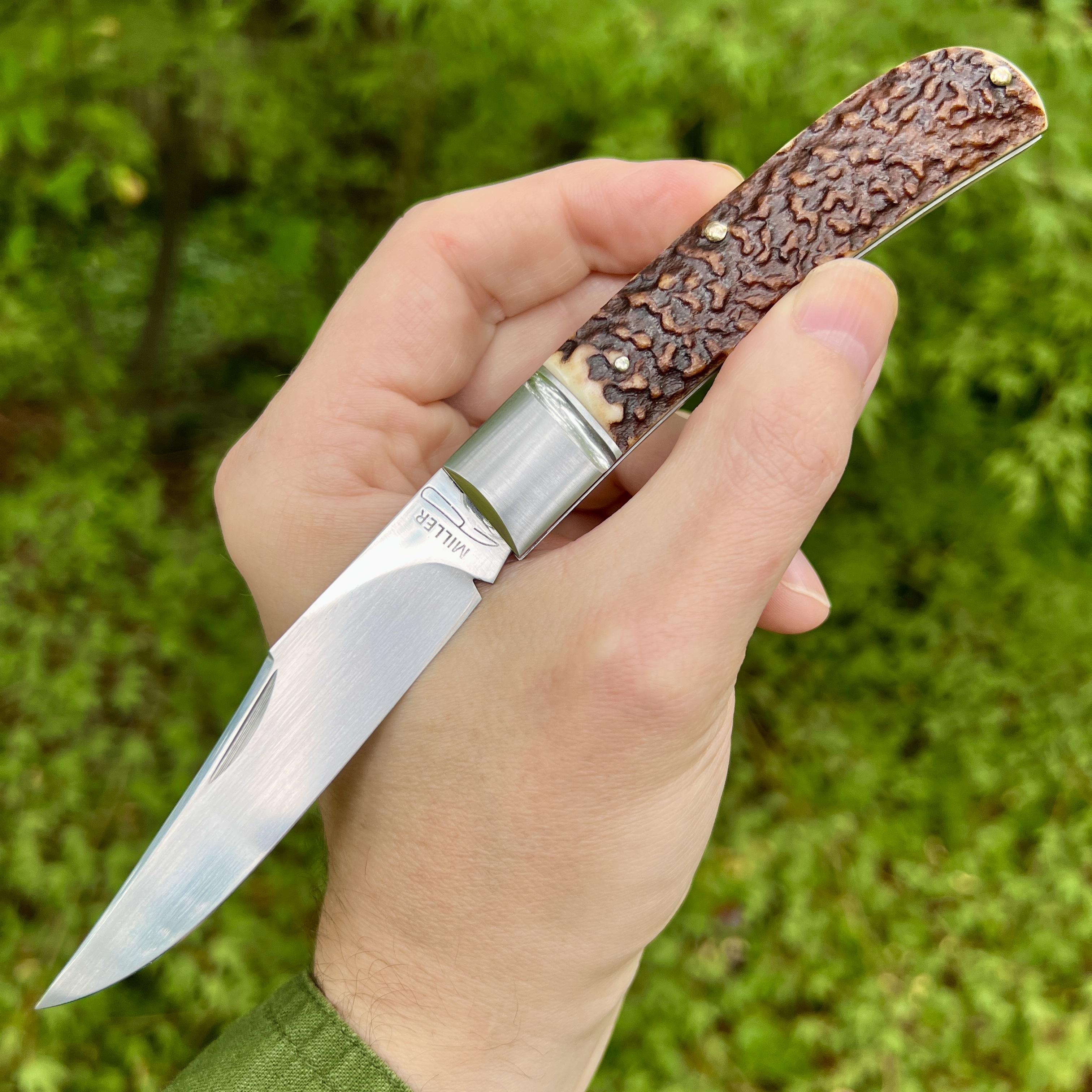 A pickup from Stagurday: Dale Miller flush end slipjoint in European red stag and Magnacut ...