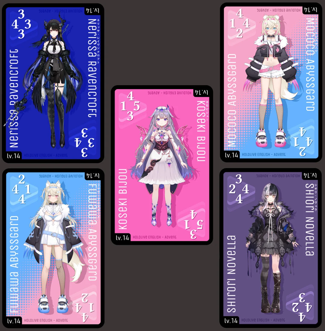 Hololive Advent as Triple Triad cards (from Final Fantasy 8 / 14) | Scrolller