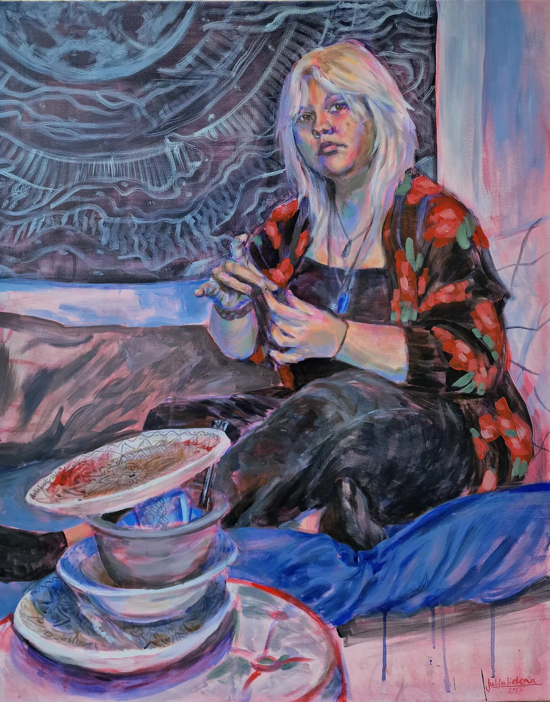 Self portrait in the dorm, Julia Helena (me), Acrylic on canvas, 2023 | Scrolller