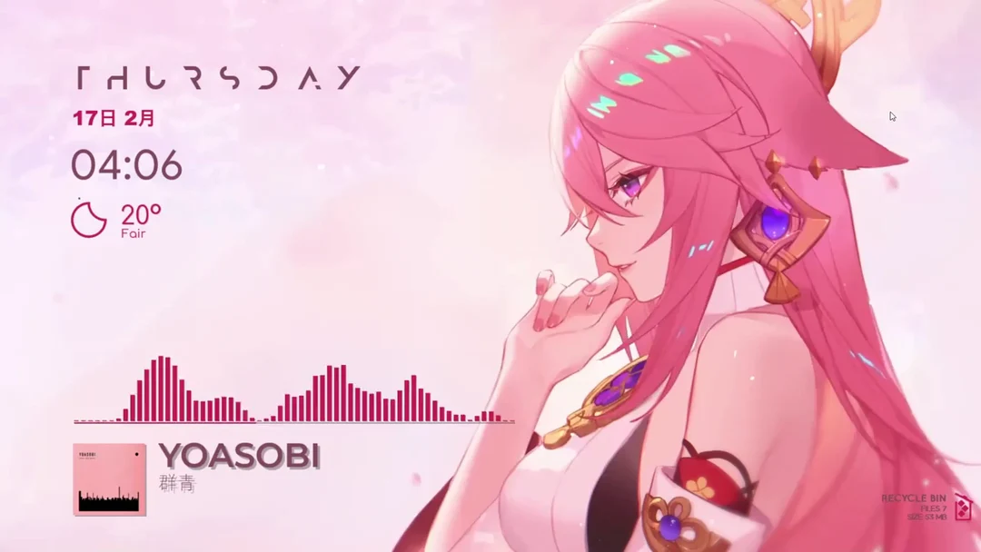 (Yae Miko Genshin Impact) First rainmeter setup, lemino how it looks! | Scrolller