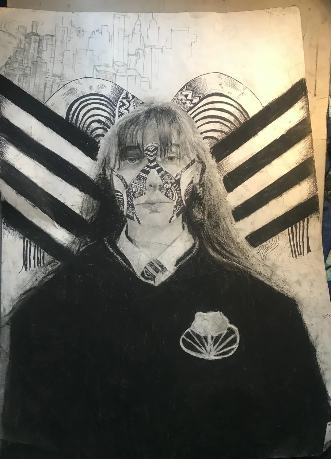 GSCE, final piece, me, charcoal, led, sharpie, 2022 | Scrolller