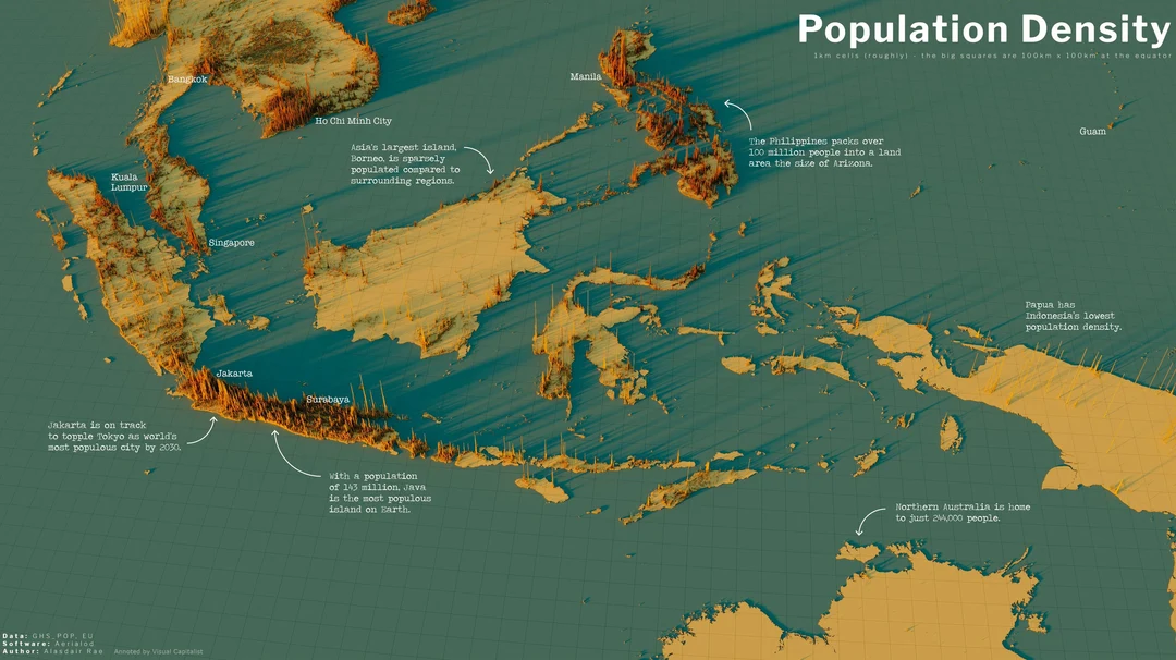Population density in Southeast Asia | Scrolller