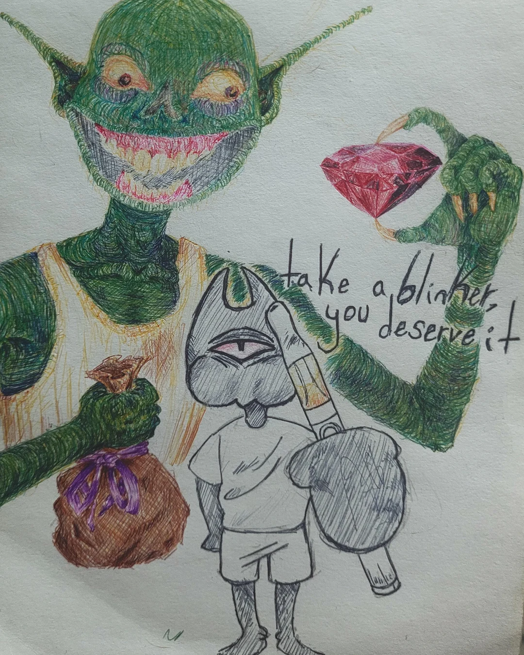 Two strange creatures, Toad_milf, ballpoint pen, 2024 | Scrolller