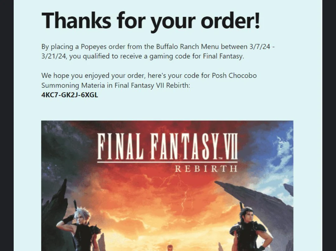 FFVII free in game item code | Scrolller