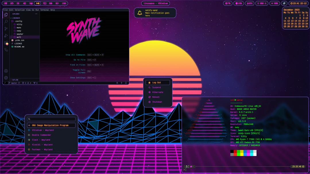 Discover more like Unixporn: [Wayland/SwayFX] linuxwave synthwave and Related Content | Scrolller