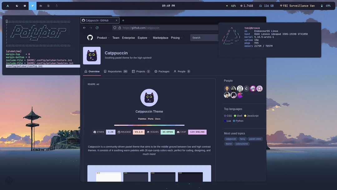 [BSPWM] Catppuccin on EndeavourOS | Scrolller