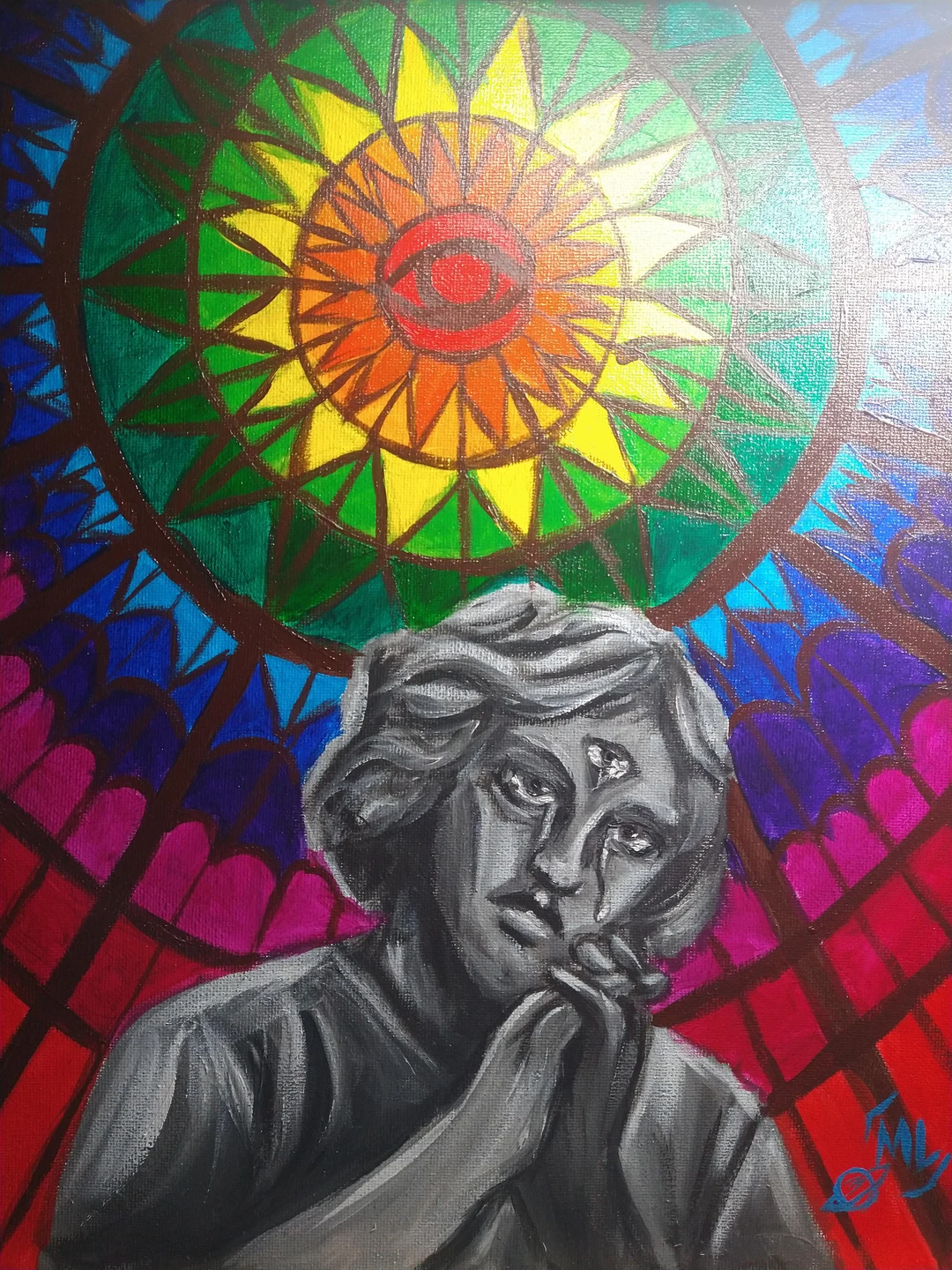 Surrealism self portrait, M.L (me),Acrylics,2024 | Scrolller