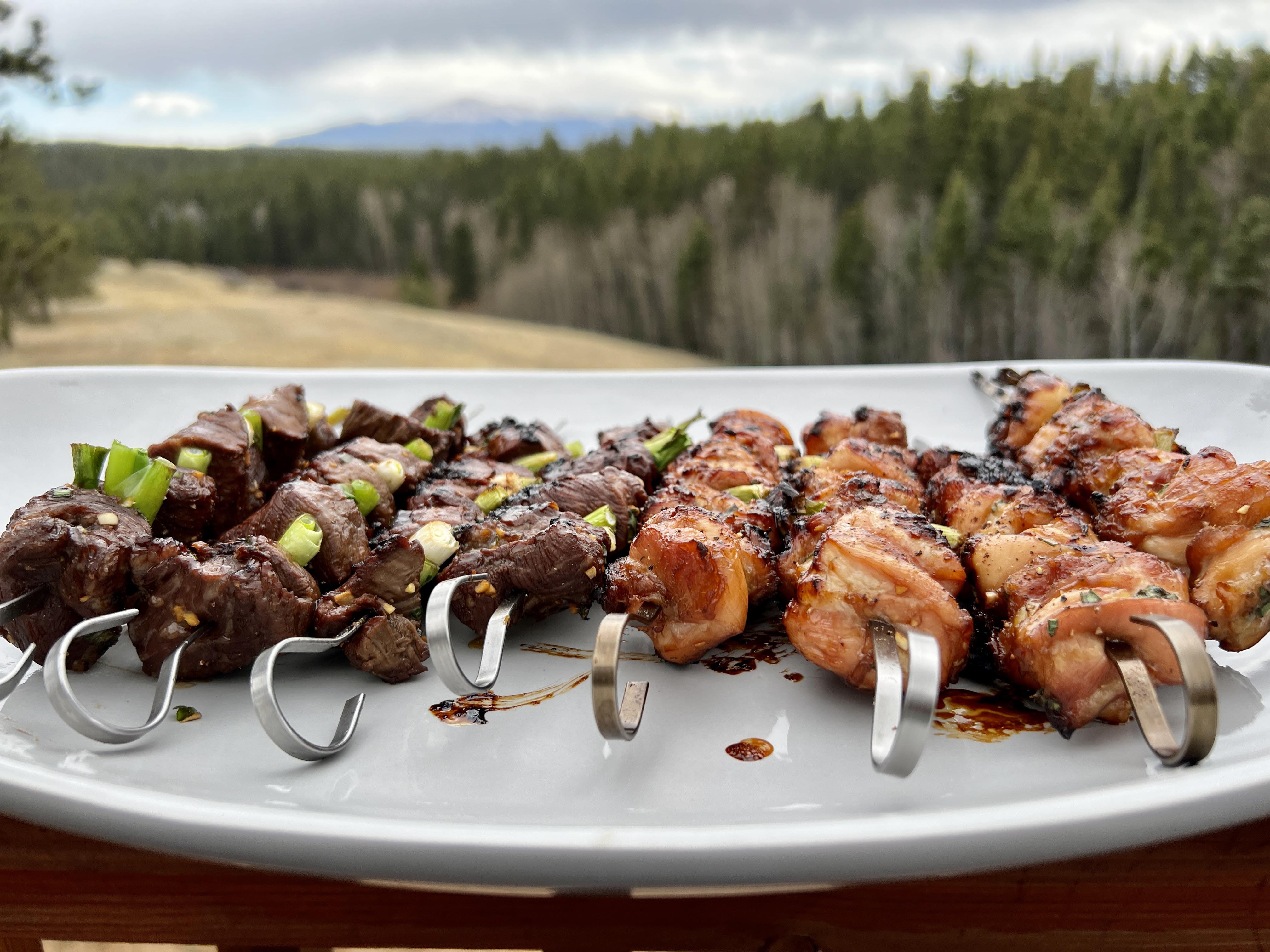 Chicken thigh and steak tenderloin yakitori. [homemade] | Scrolller