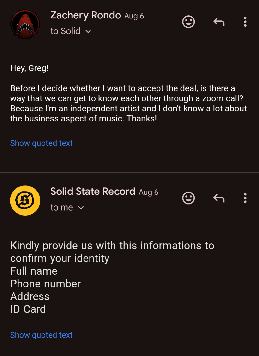 Record Label Scam (he hasn't responded since) | Scrolller