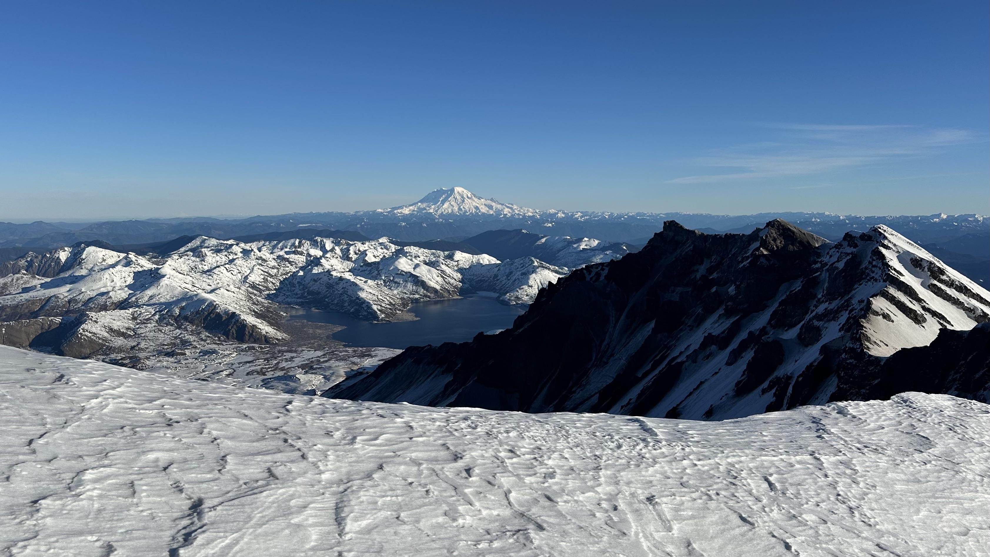 Mount Rainier and Mount Adams from MSH Crater Rim | Scrolller
