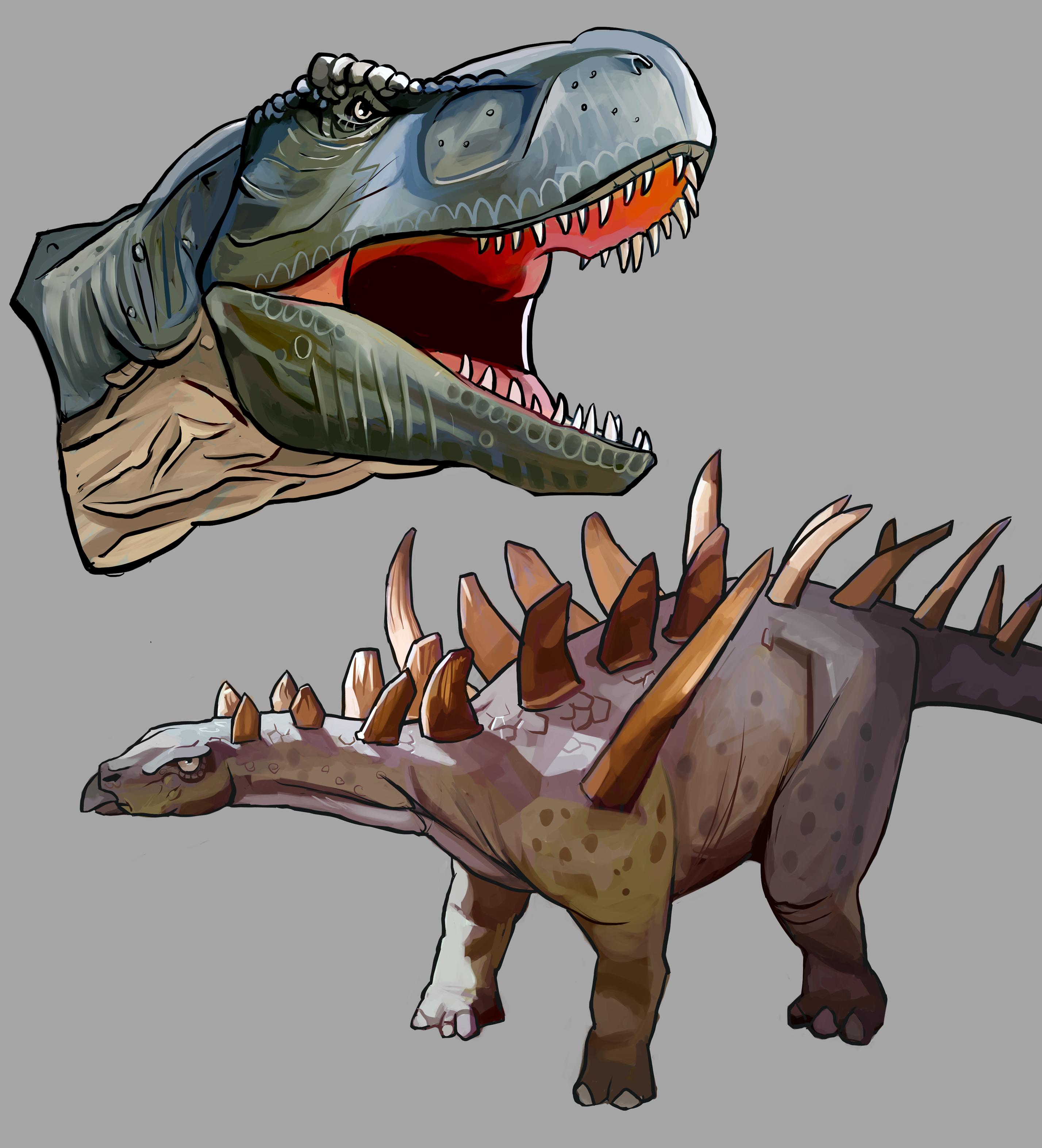 Dino dump of some of my dinosaur drawings Pachycephalosaurus, Therizonosaurus, Tyrannosaurus Rex ...