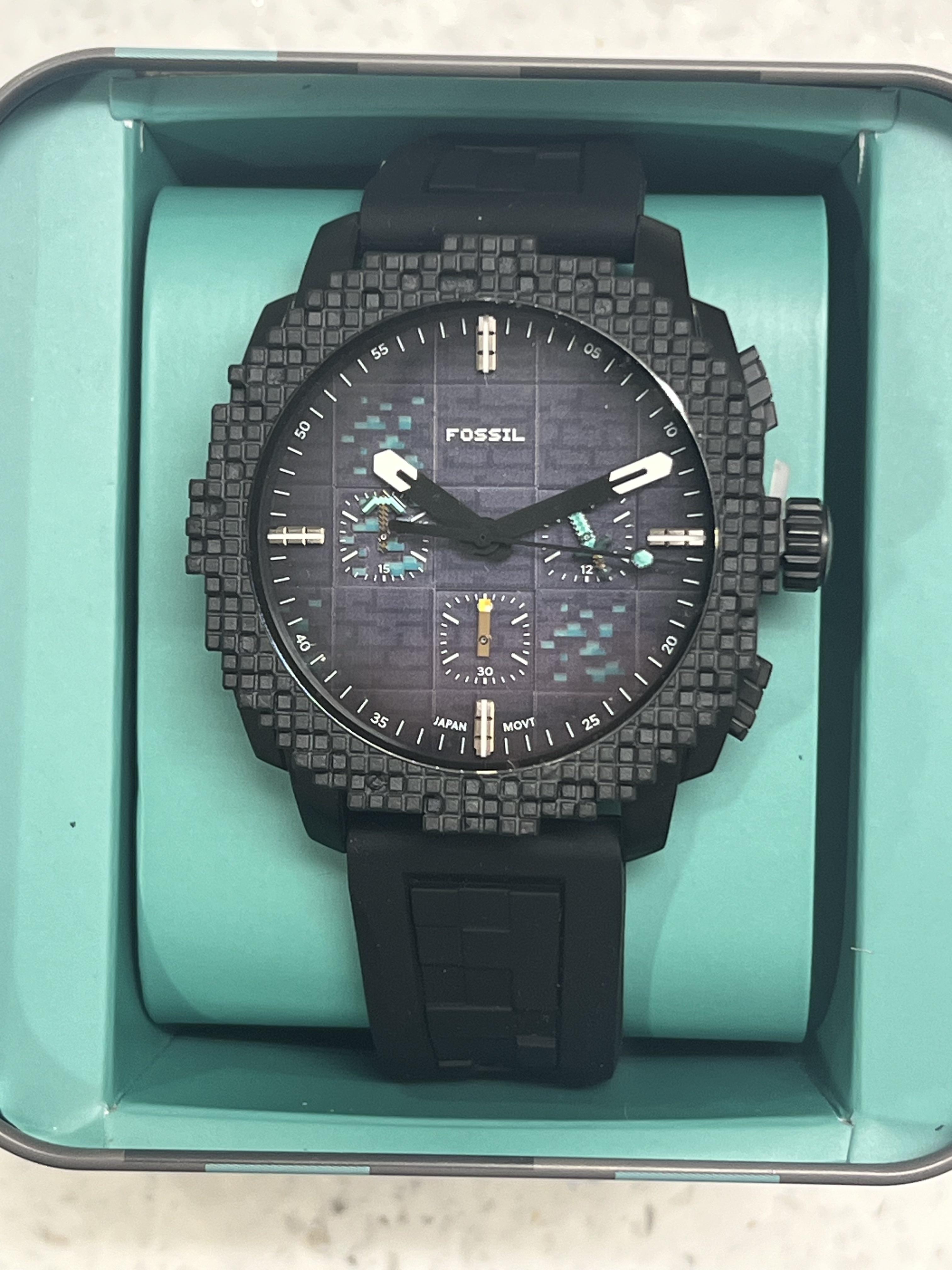 I have gotten the Fossil x Minecraft watch, the deep slate version. | Scrolller