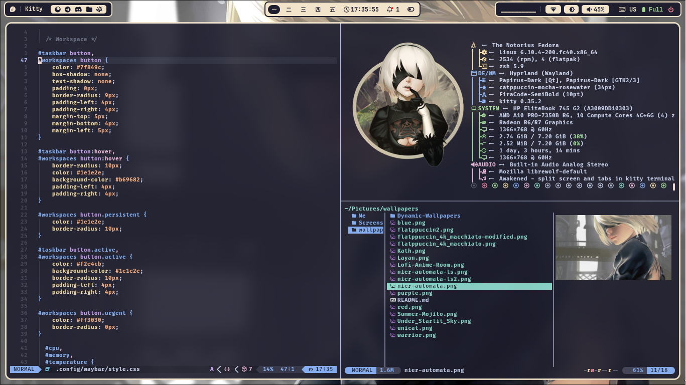 [Hyprland] Catppuccin + Nier Automata | Scrolller