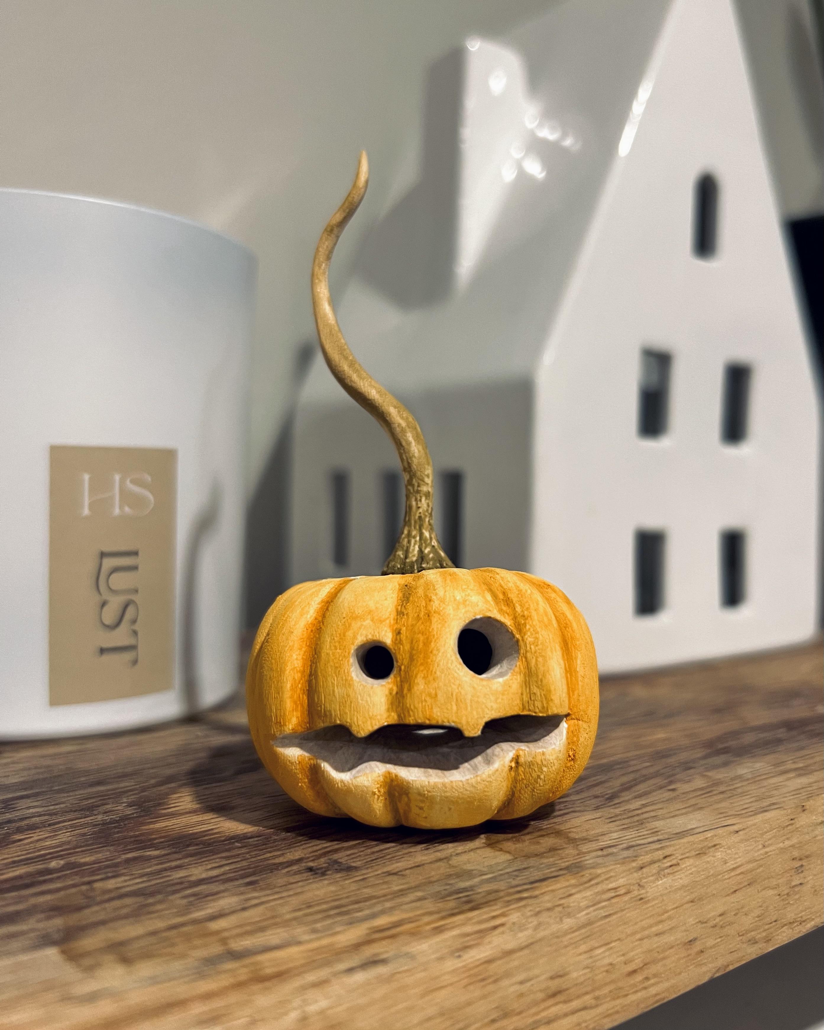 My hand-carved and painted Jack-o-Lanterns! Carved from Basswood for my Seed Asylum series ...