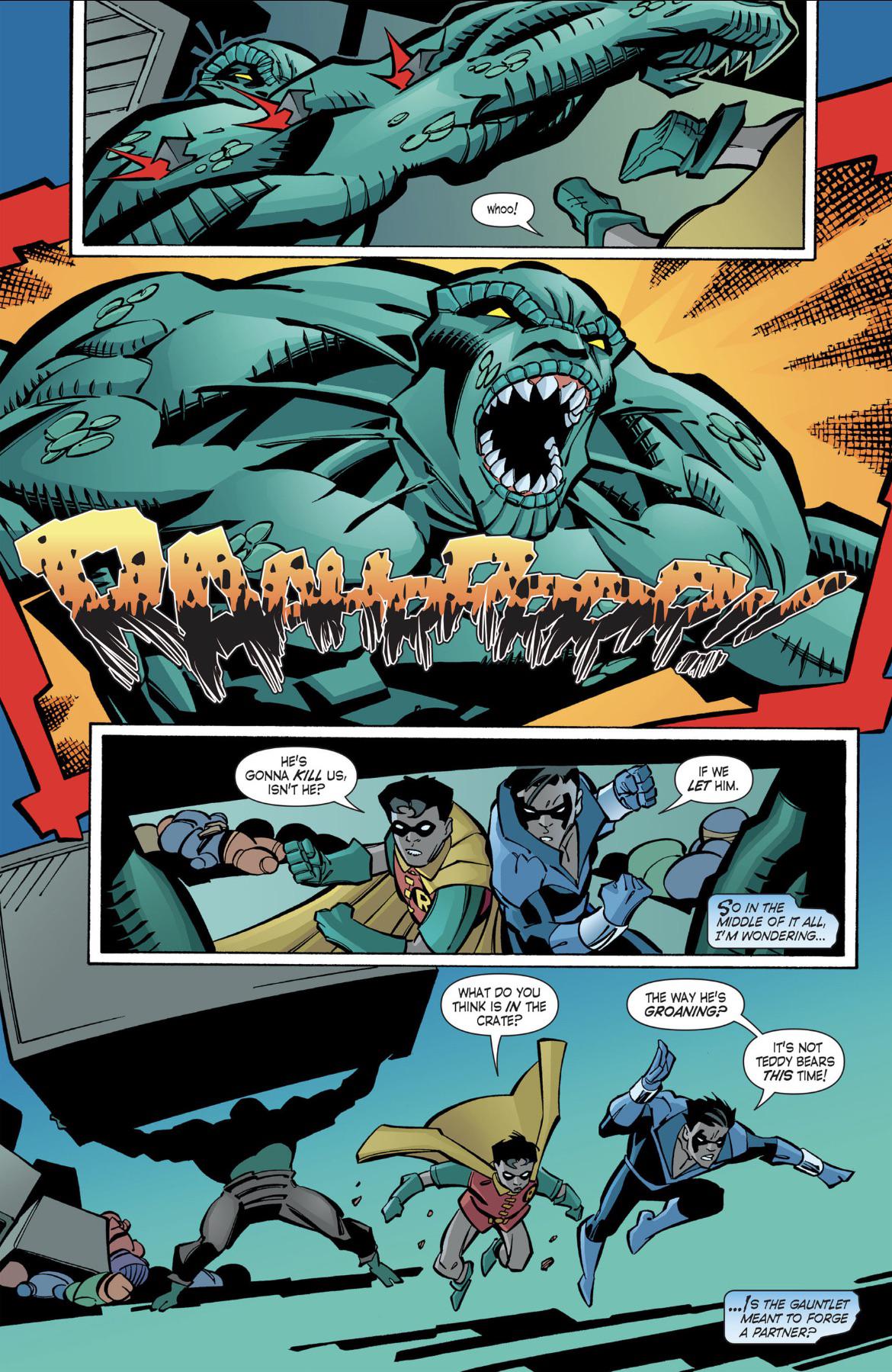 [Comic Excerpt] Dick, Babs, & Jason vs Killer Croc: Pre and Post-Crisis versions (Detective ...