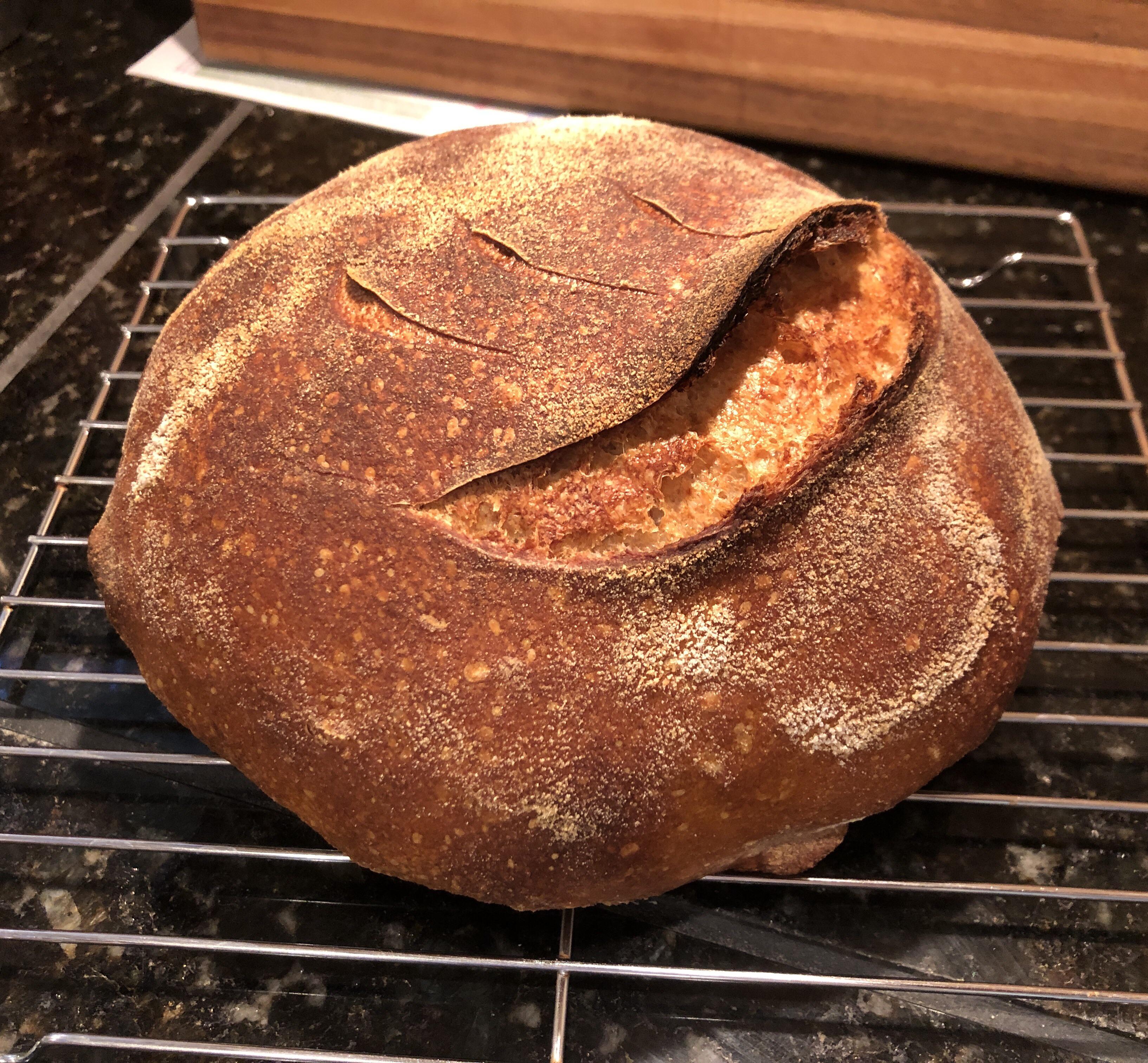 My first attempt at sourdough. I used a modified version of the Tartine method. Any tips ...