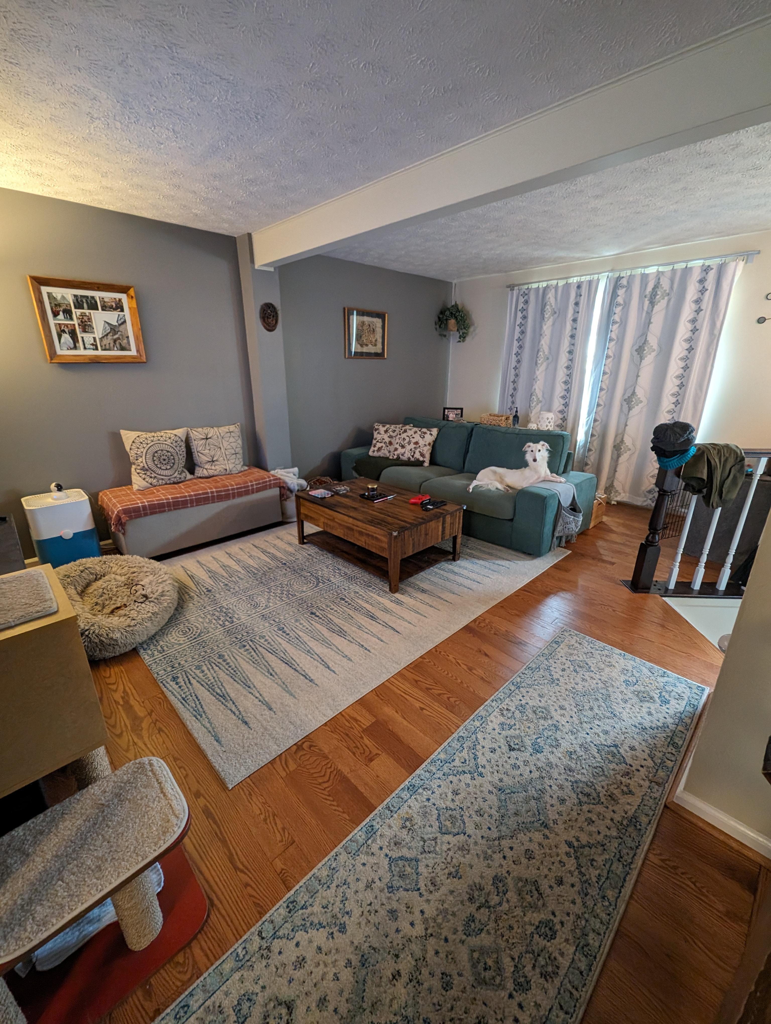 Struggling with this awkward space (layout and curtains) | Scrolller