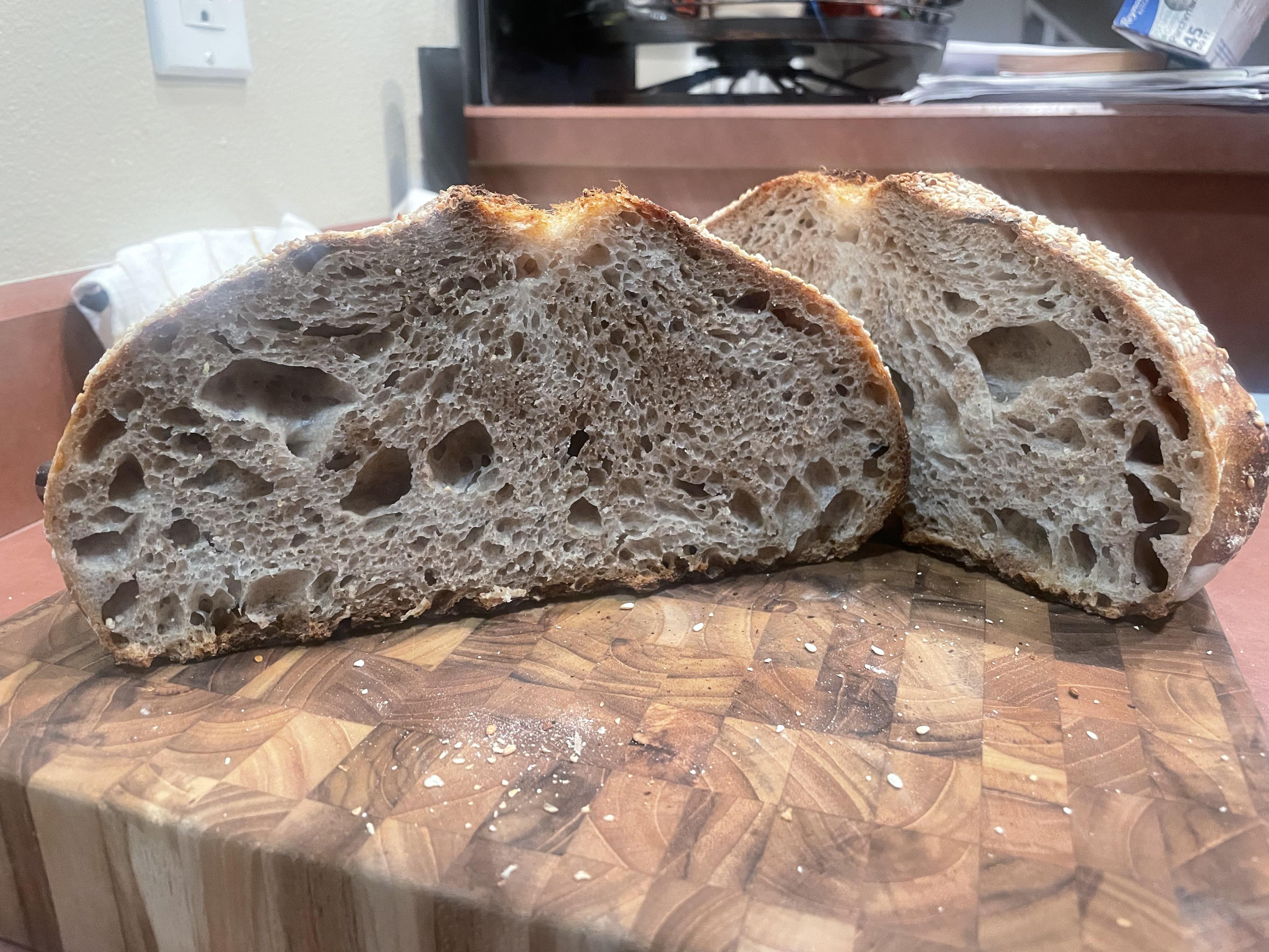 50/50 whole wheat. Cold fermented and just a little tangy. (34) | Scrolller