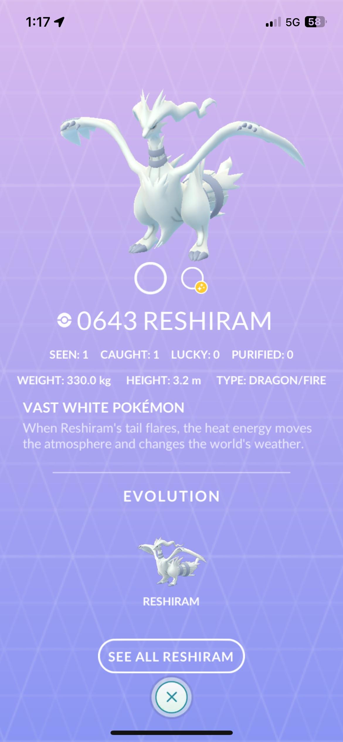 Discover more like Pokemongo: I caught shiny Reshiram on my first raid ...