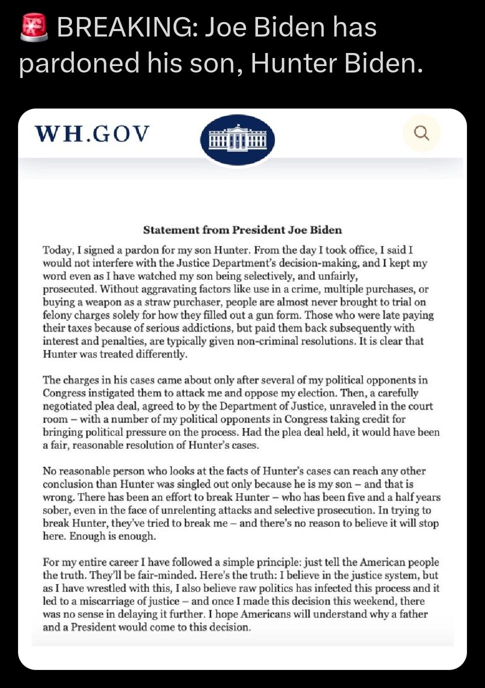 Here is what Joe Biden's pardon of his son Hunter Biden is really all about. | Scrolller