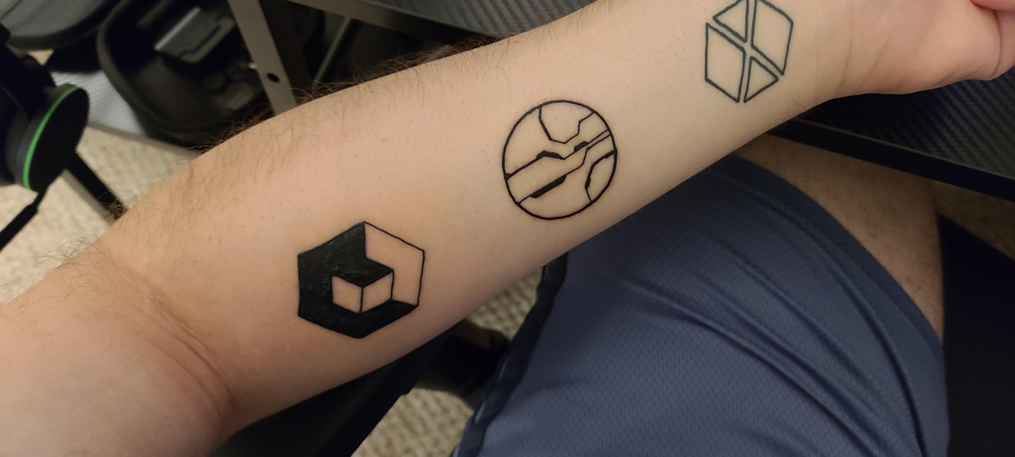 Ideas for a Light and Dark themed forearm sleeve inspired by space, math, and video games ...