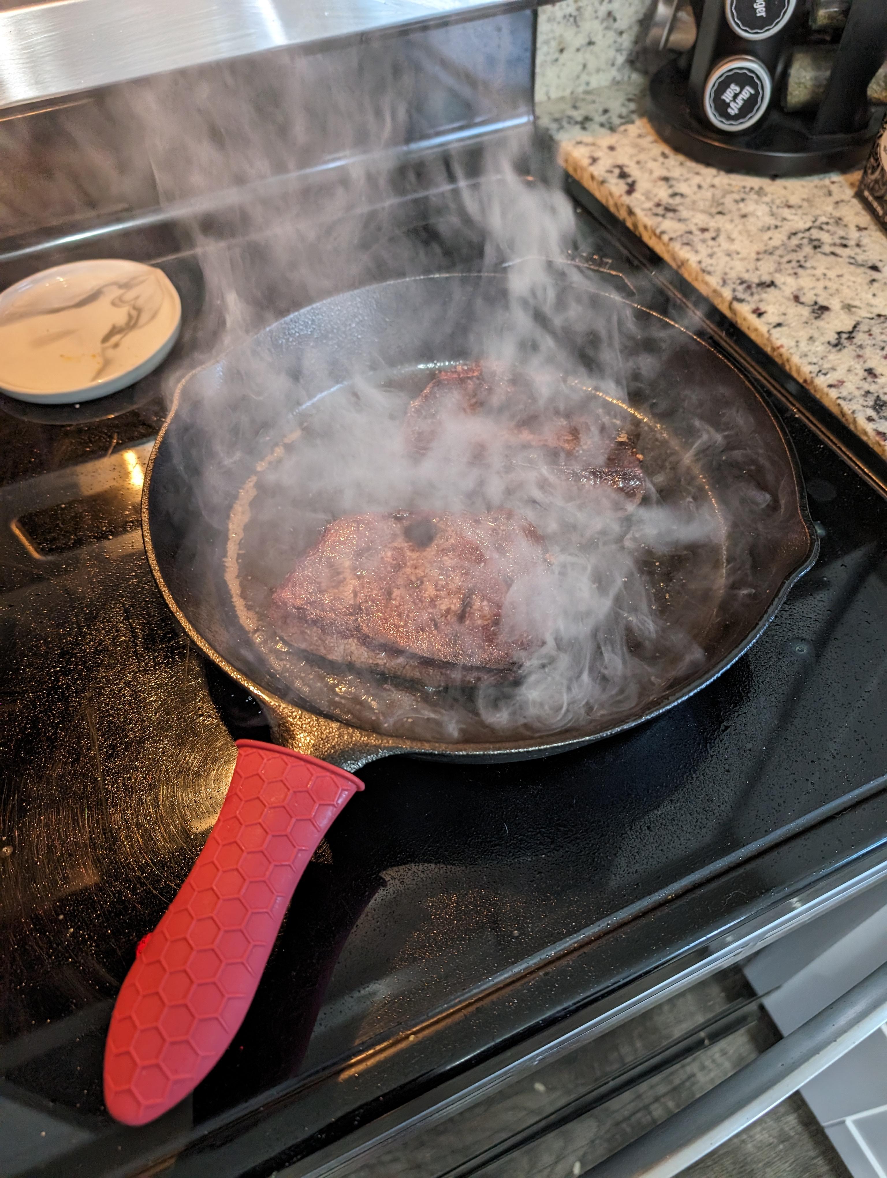 Tried my hand at a reverse sear for the first time, not terrible but plenty to improve! | Scrolller