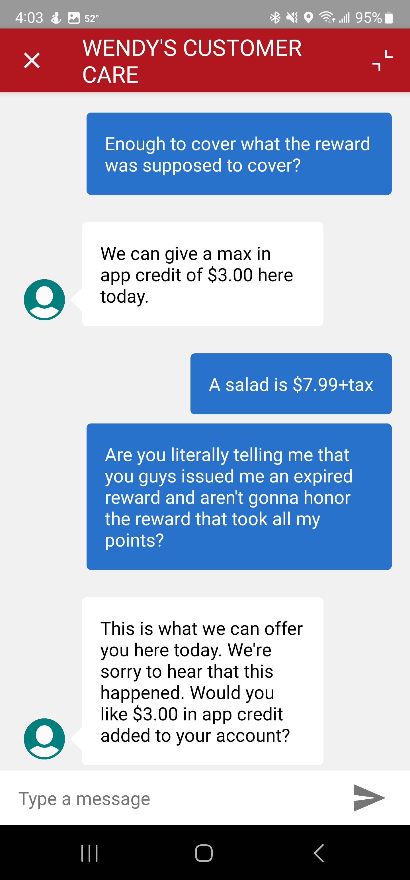 Wendy's literally stealing my points | Scrolller