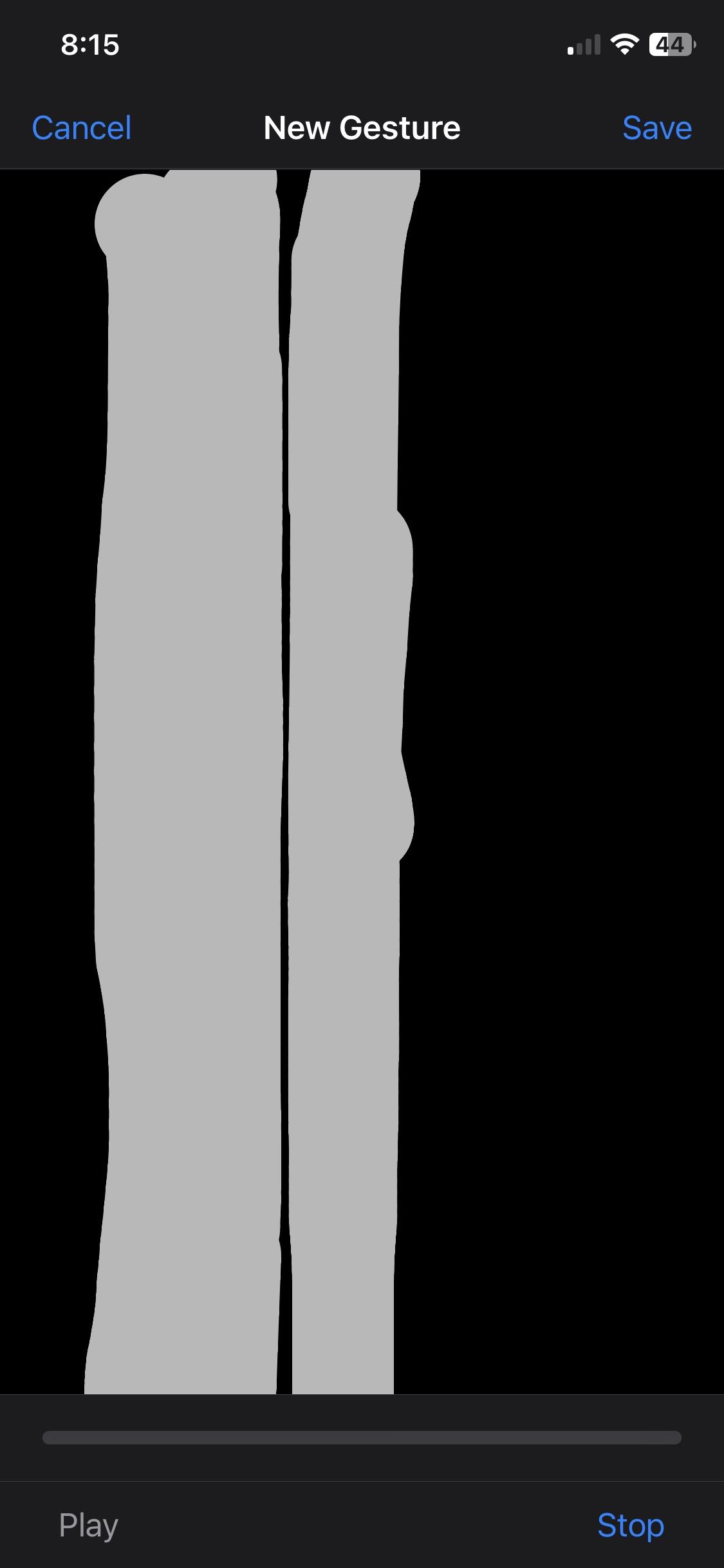 As I drag my finger a cross my screen there is a section without response. | Scrolller