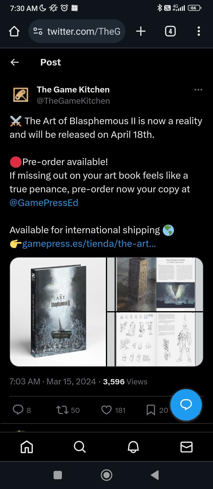 We officially have the art book release for Blasphemous 2 on April 18. | Scrolller