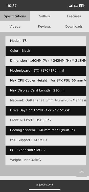 Jonsbo t8 gpu and fan support. | Scrolller