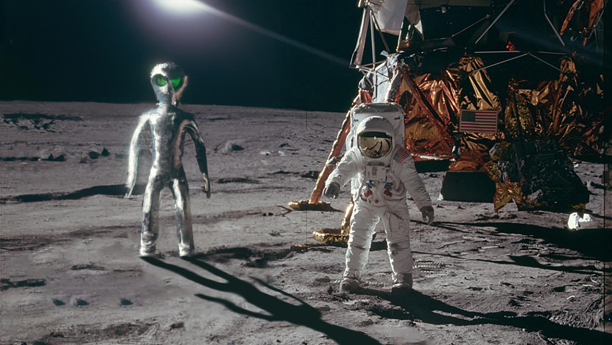 I used AI to “unphotoshop” the Apollo photos to reveal the Extraterrestrials that they met there ...