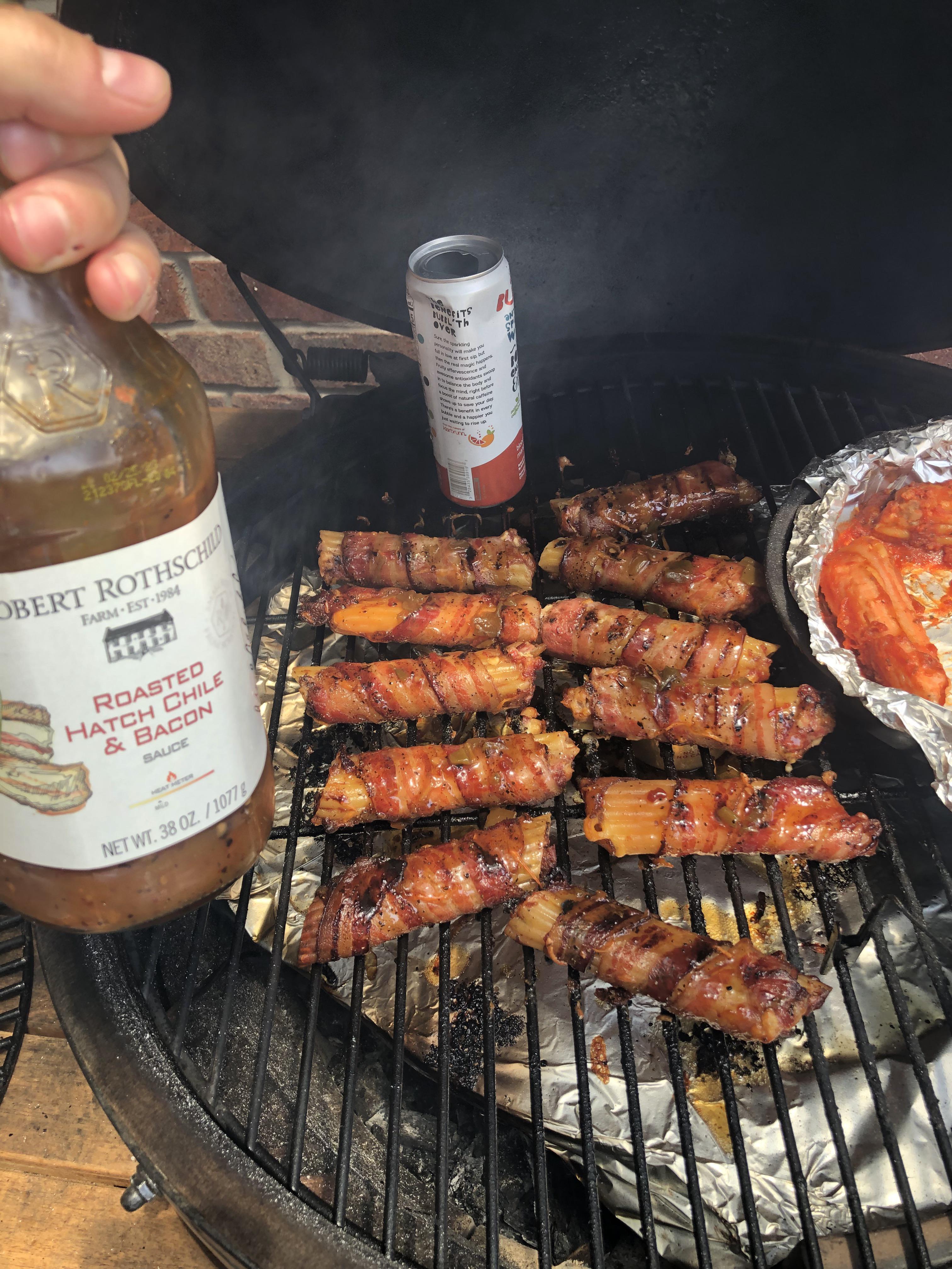[homemade] BBQ Shotgun Shells (stuffed manicotti on a smoker, wrapped with bacon) | Scrolller