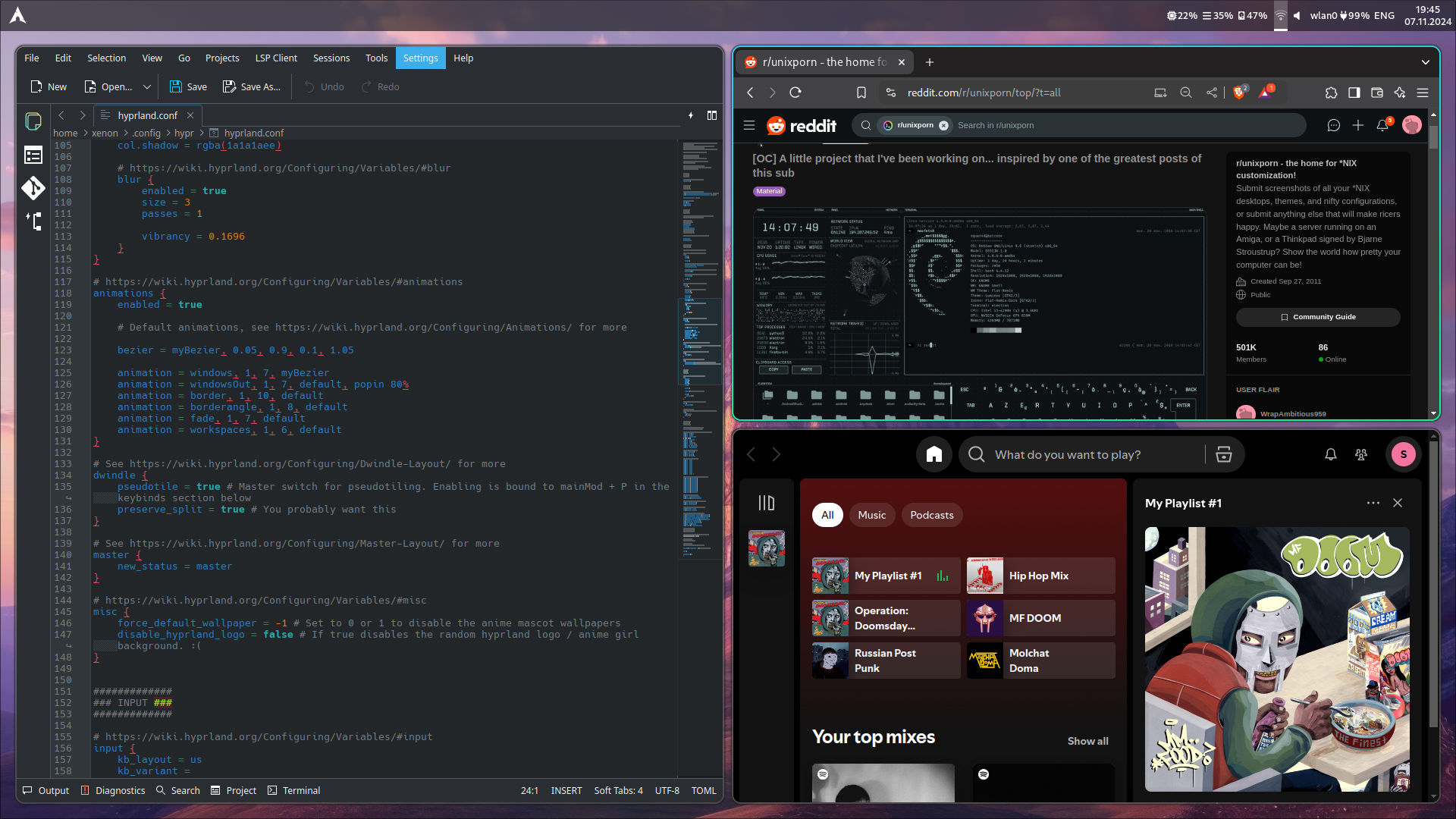 [hyprland] first rice open to any suggestions :) | Scrolller