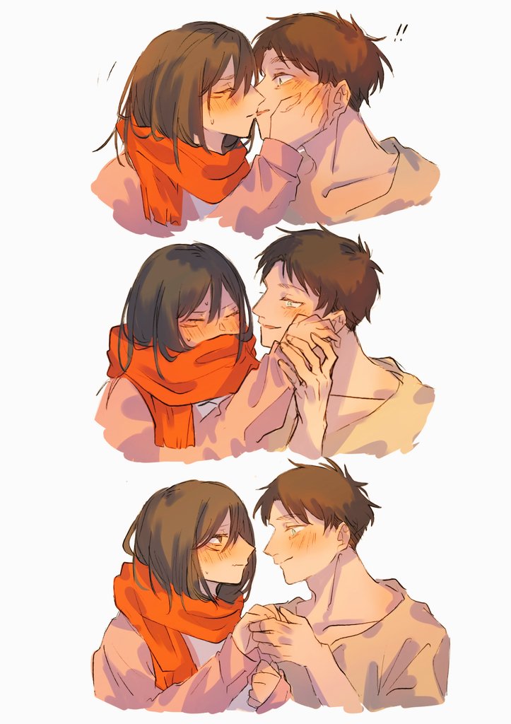 Eren & Mikasa flirting together🏡🧣🕊️ (art by @5Tk9O87tbj74521) | Scrolller