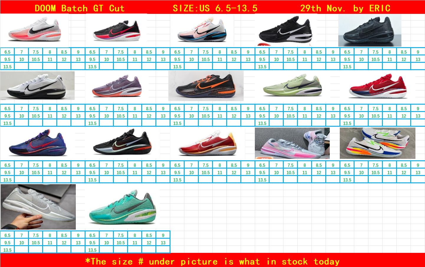 WKB/STAR/H12/S2/GX /KBS Batch Kobe Shoes& DOOM GT Cut 1 inventory by Eric on 29th NOV. | Scrolller