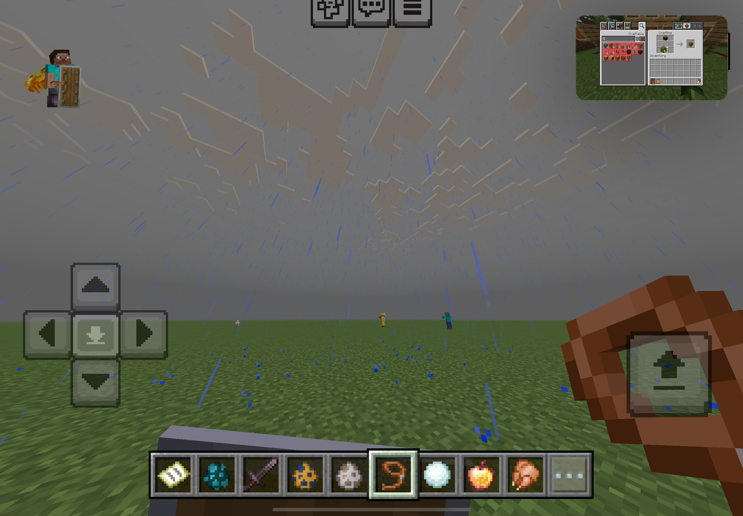 Is this glitched? When I was playing my survival world it looked like that my shield was lower ...