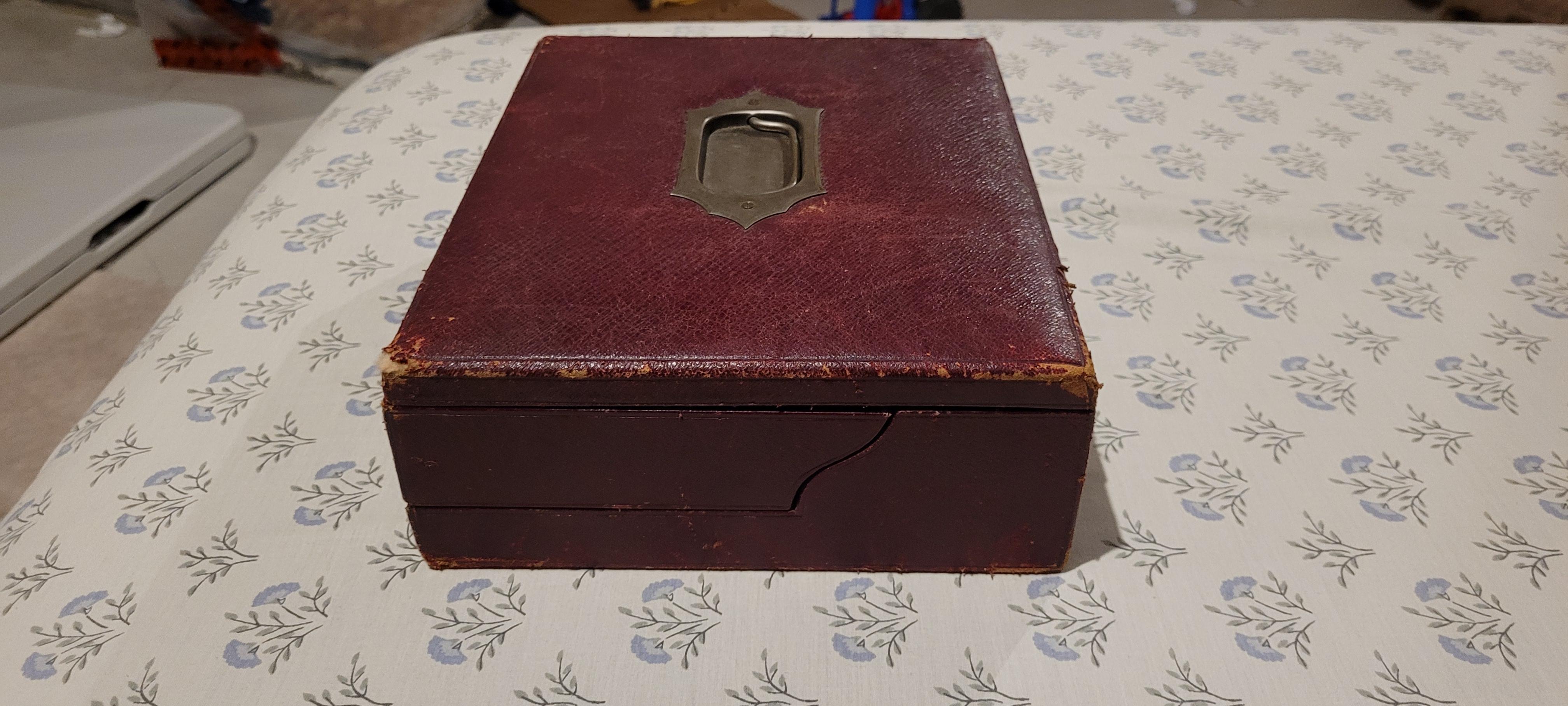 Burgundy Leather Correspondence Box ID | Scrolller