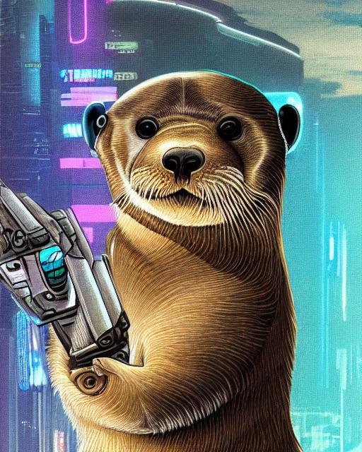 Cyberpunk River Otters (Starry Ai) | Scrolller