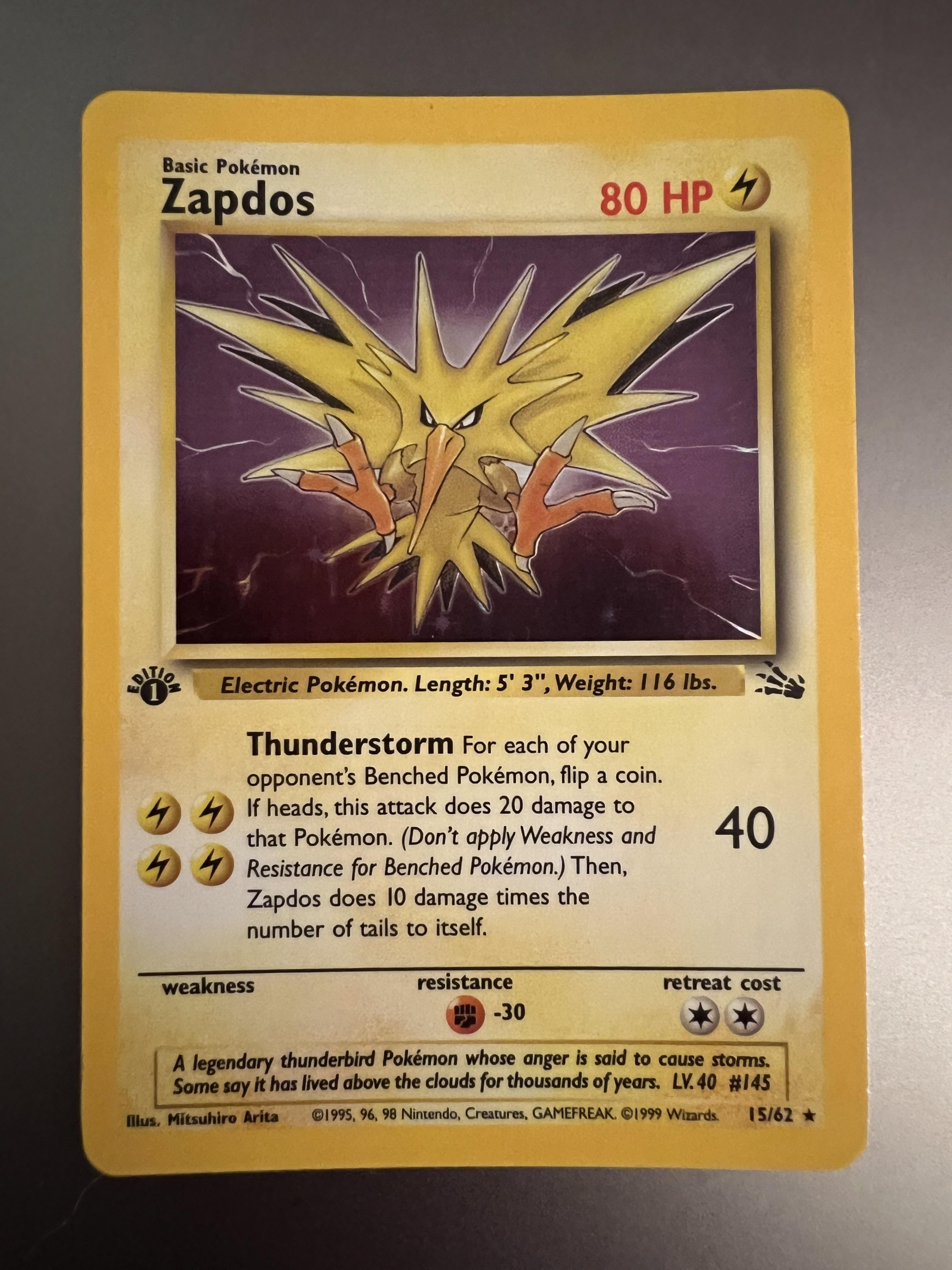 Fossil series Zapdos holo misprint | Scrolller
