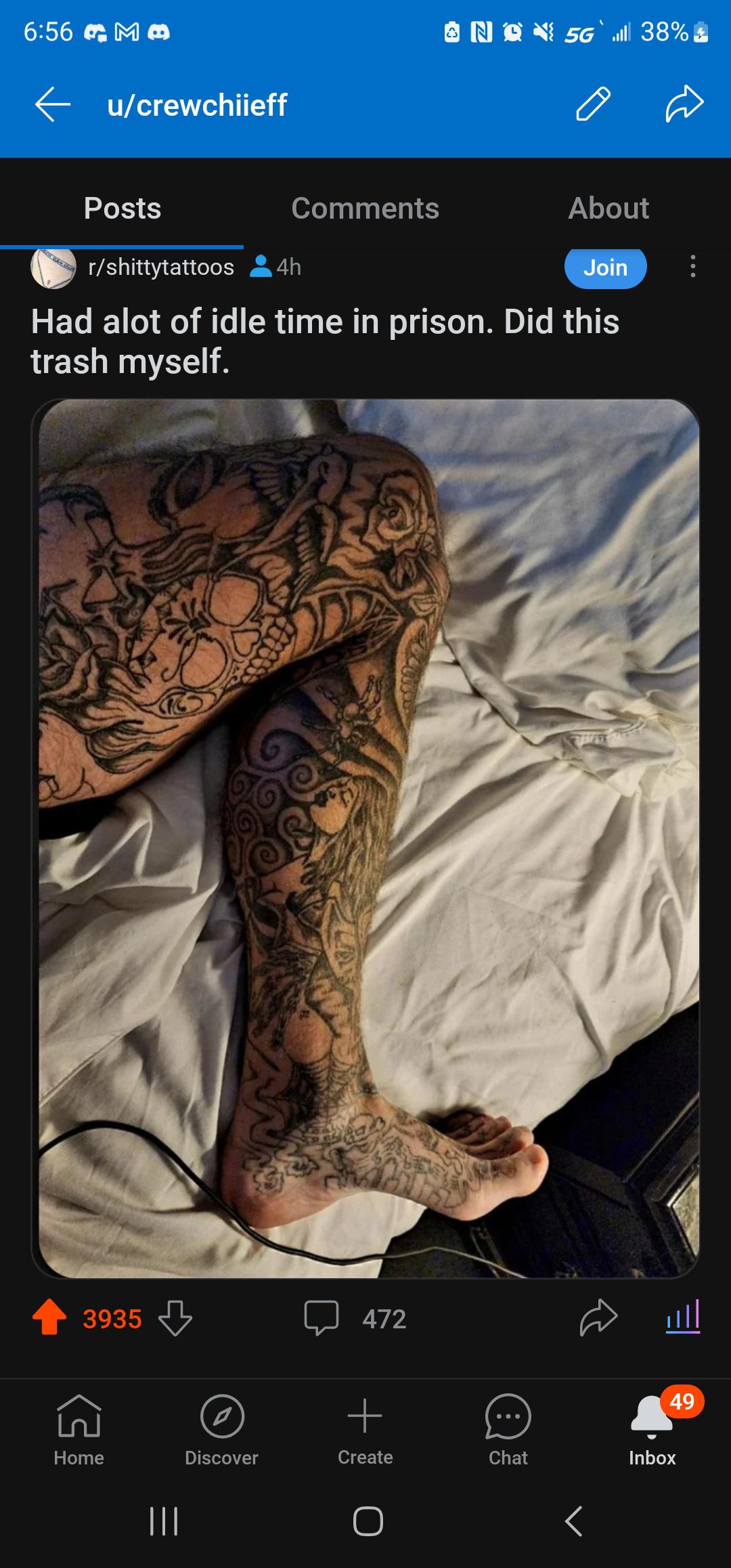 Some makeshift stuff I did in myself in prison. | Scrolller