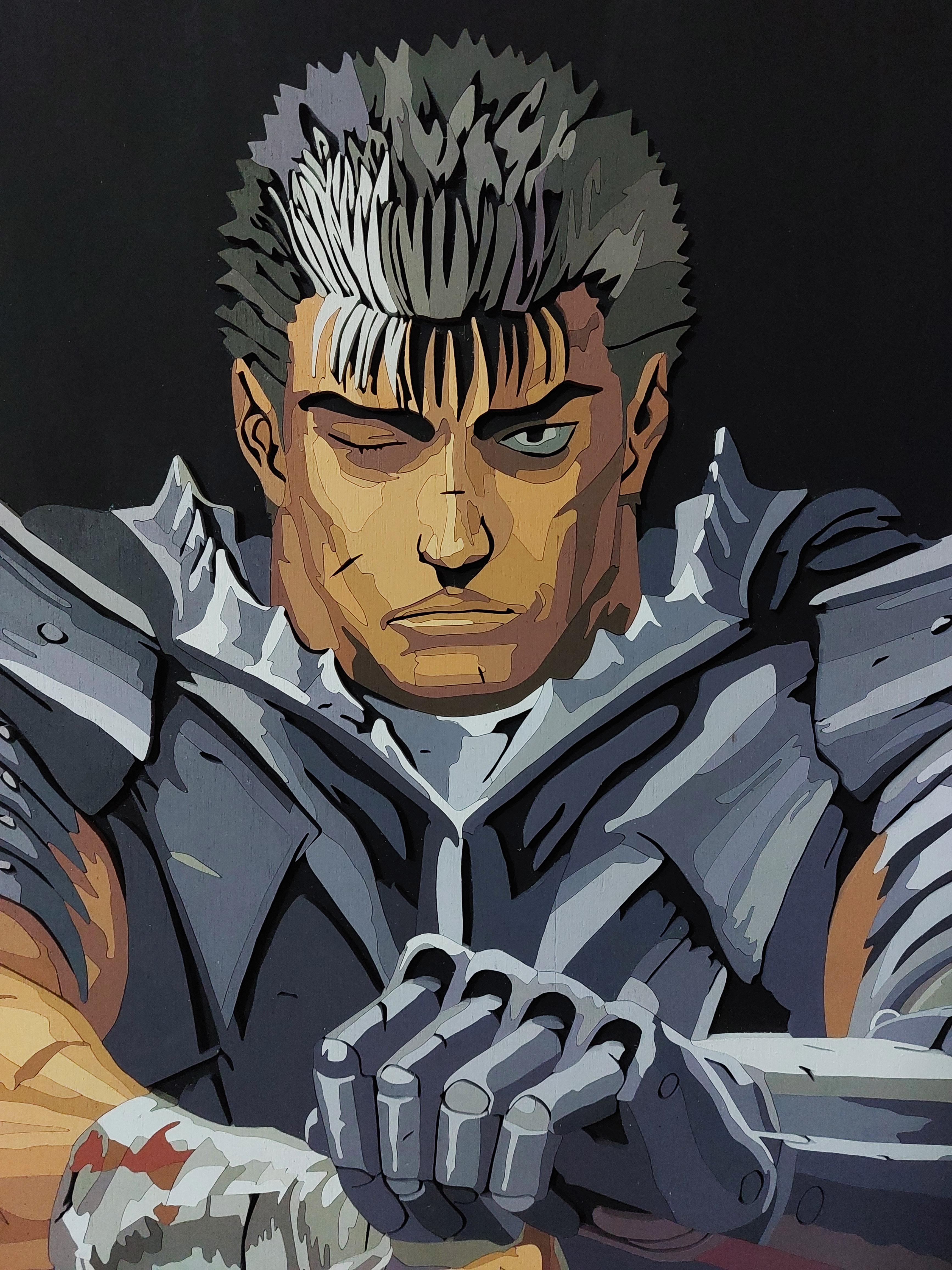 [ART] I made Guts, Berserk cover art out of wood. I hope you like it. | Scrolller
