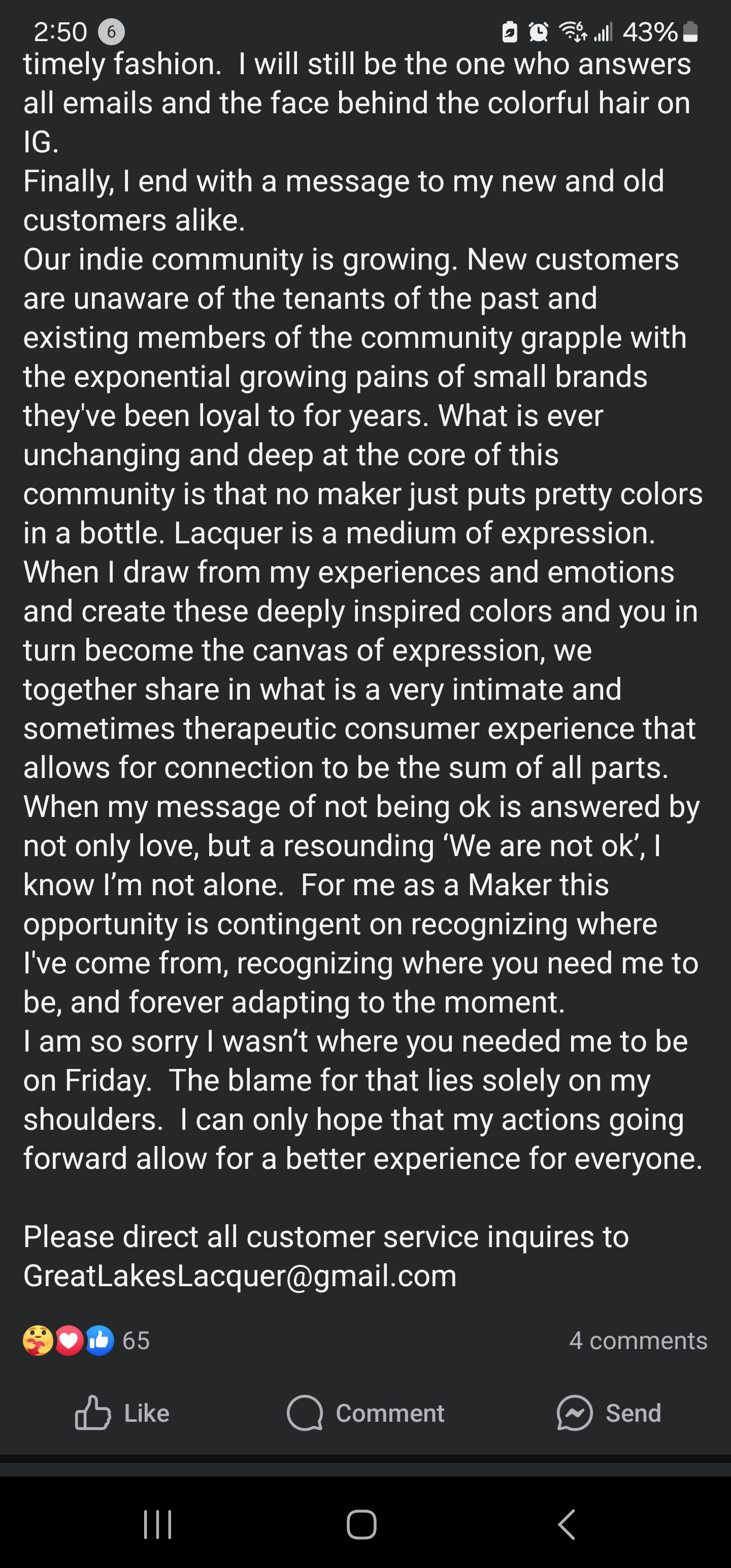 Great Lakes Lacquer statement | Scrolller