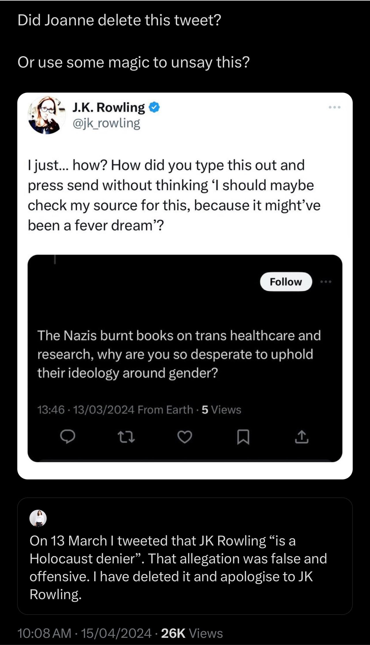 Jk Rowling is a holocaust denier | Scrolller