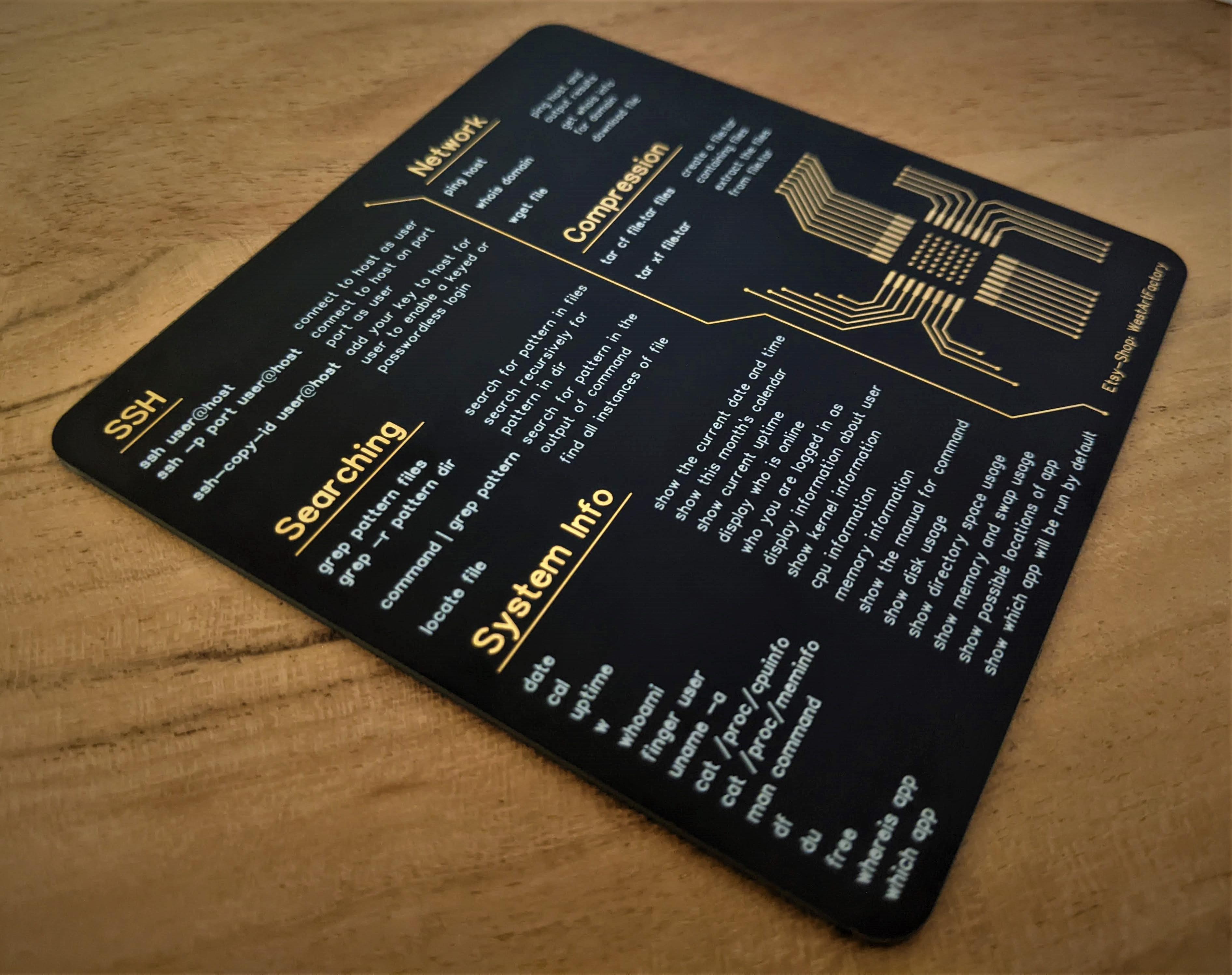 I created a Linux Cheat sheet on a real PCB. Do you like it? | Scrolller