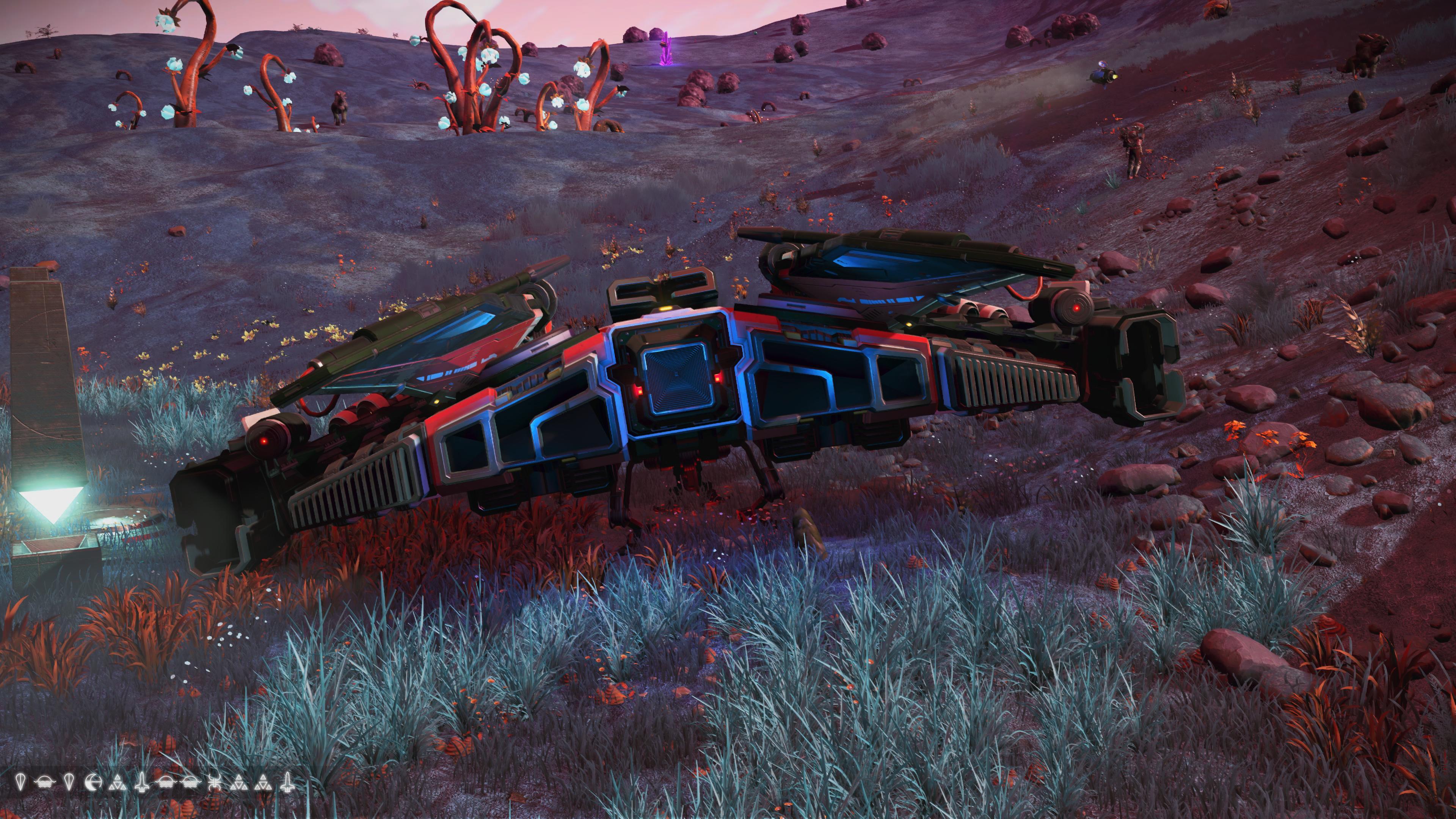 Red and Black (with white kinda accents) sentinel ship, idk all the technical terms but it has ...