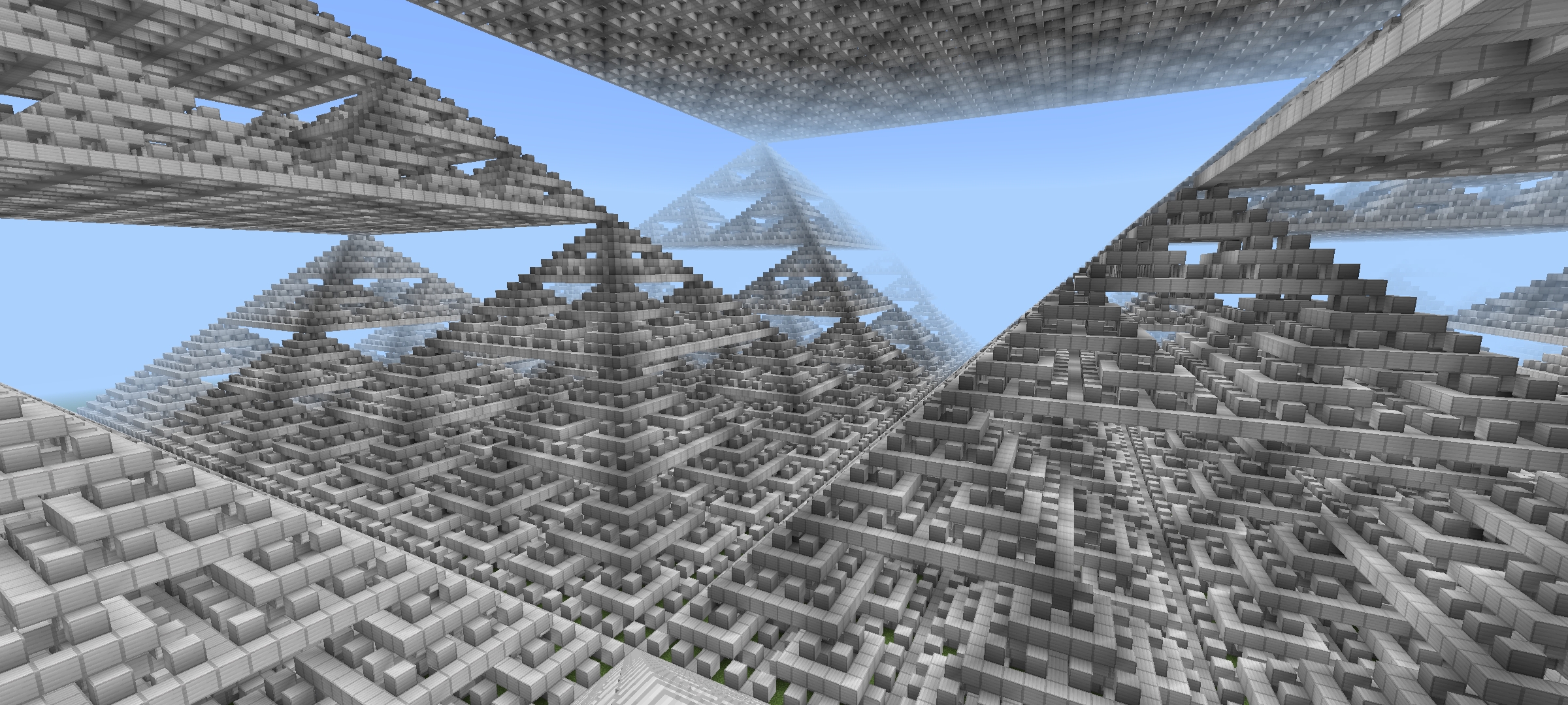 7 layers serpenski pyramid looks megalophobic. build on mobile with mod world edit used ~4000000 ...