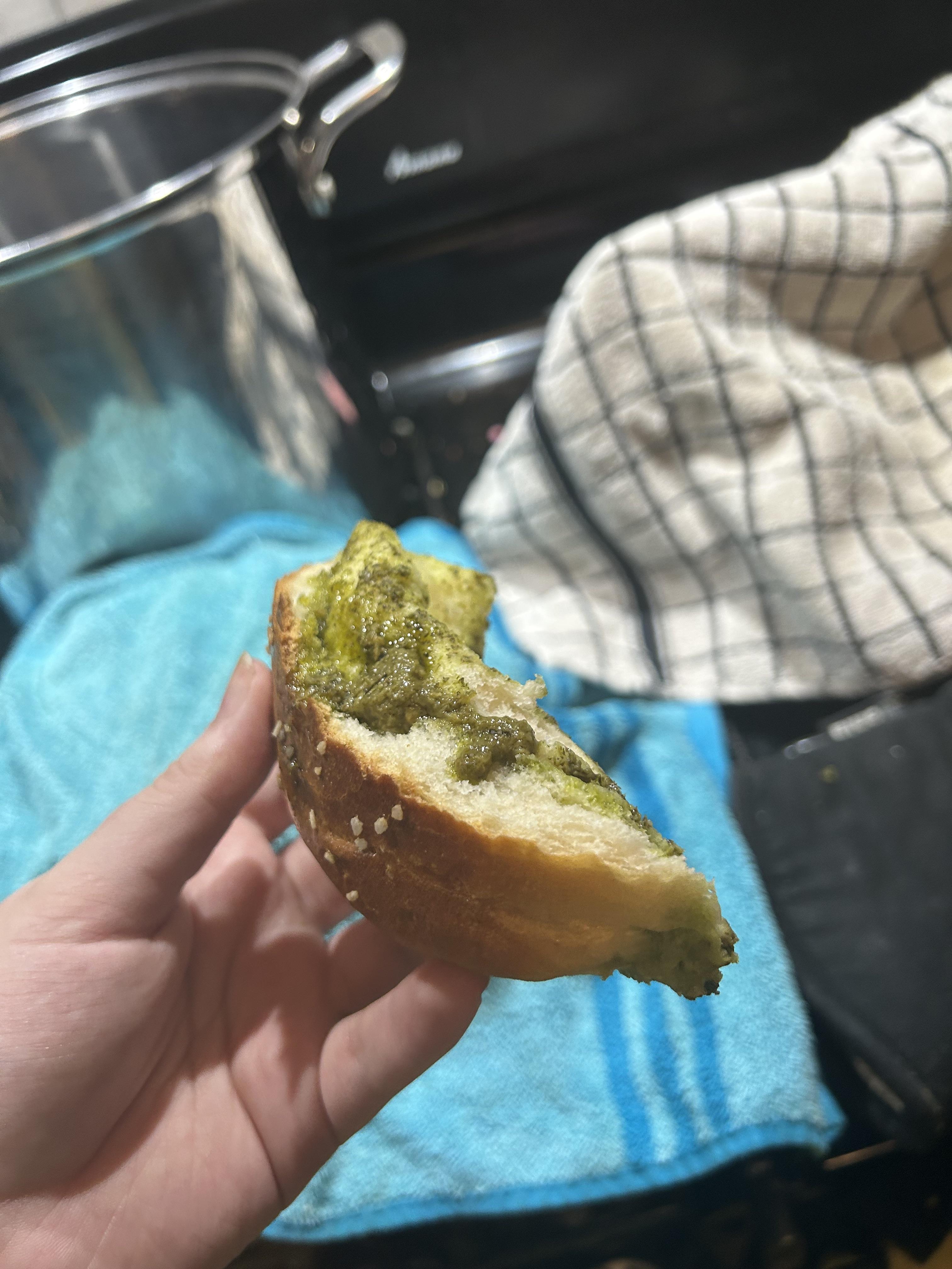 French bread with pesto that served as a reminder as to why i don’t use loaf pans | Scrolller