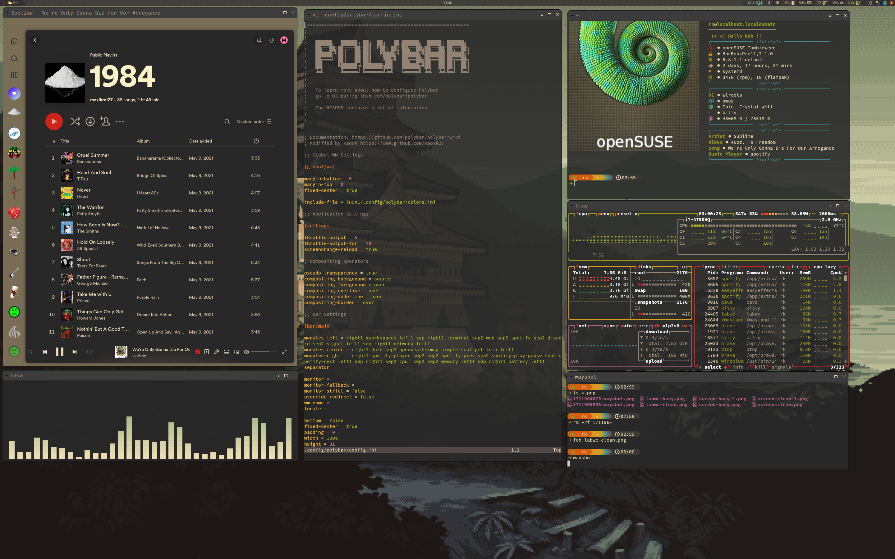 [labwc] Gruvbox and Green | Scrolller